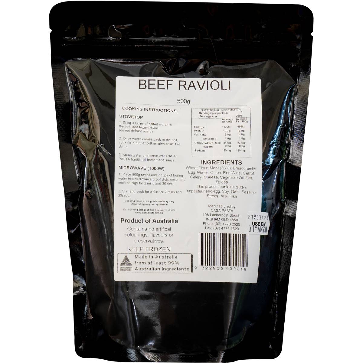 Casa Pasta Beef Ravioli 500g | Woolworths
