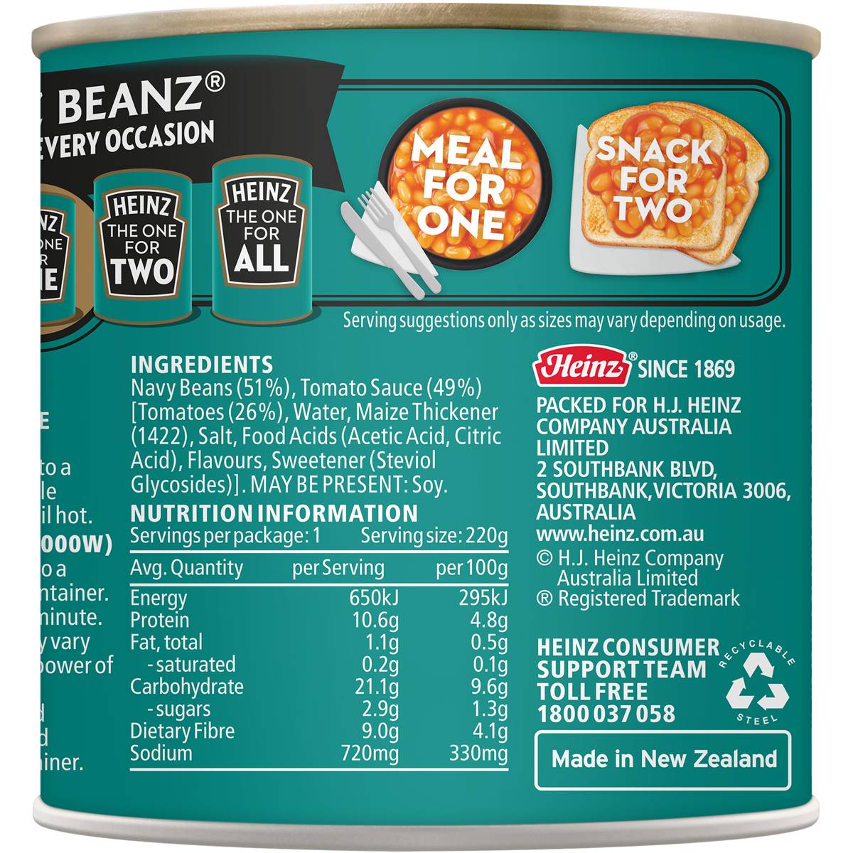 Heinz Beanz Baked Beans No Added Sugar 220g | Woolworths