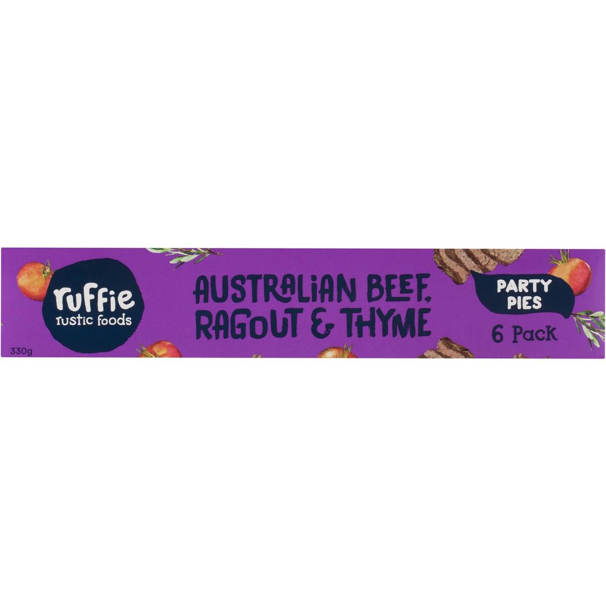 Ruffie Rustic Foods Beef Ragout & Thyme Party Pies 6 Pack | Woolworths