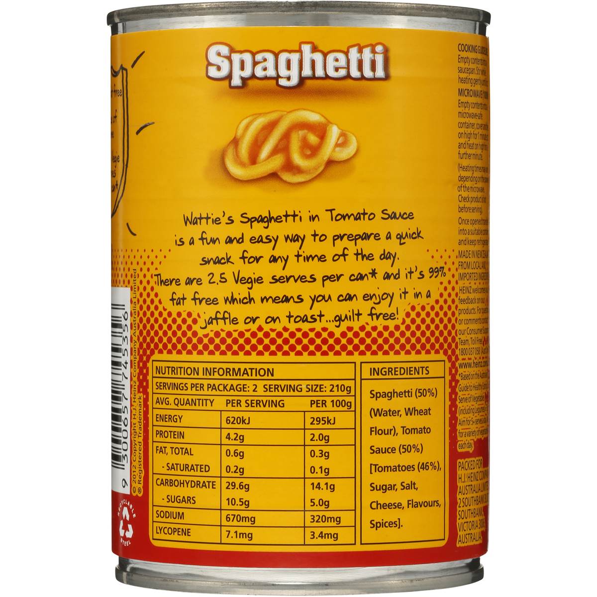 Wattie's Spaghetti Regular 420g | Woolworths