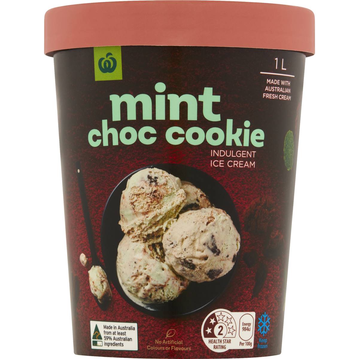 Woolworths Mint Choc Chip Cookie Ice Cream Tub 1l | Woolworths