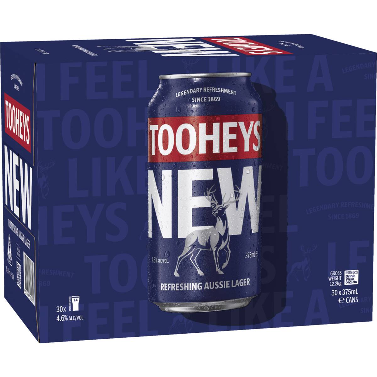 Tooheys New Lager Cans 375ml X 30 Case | Woolworths
