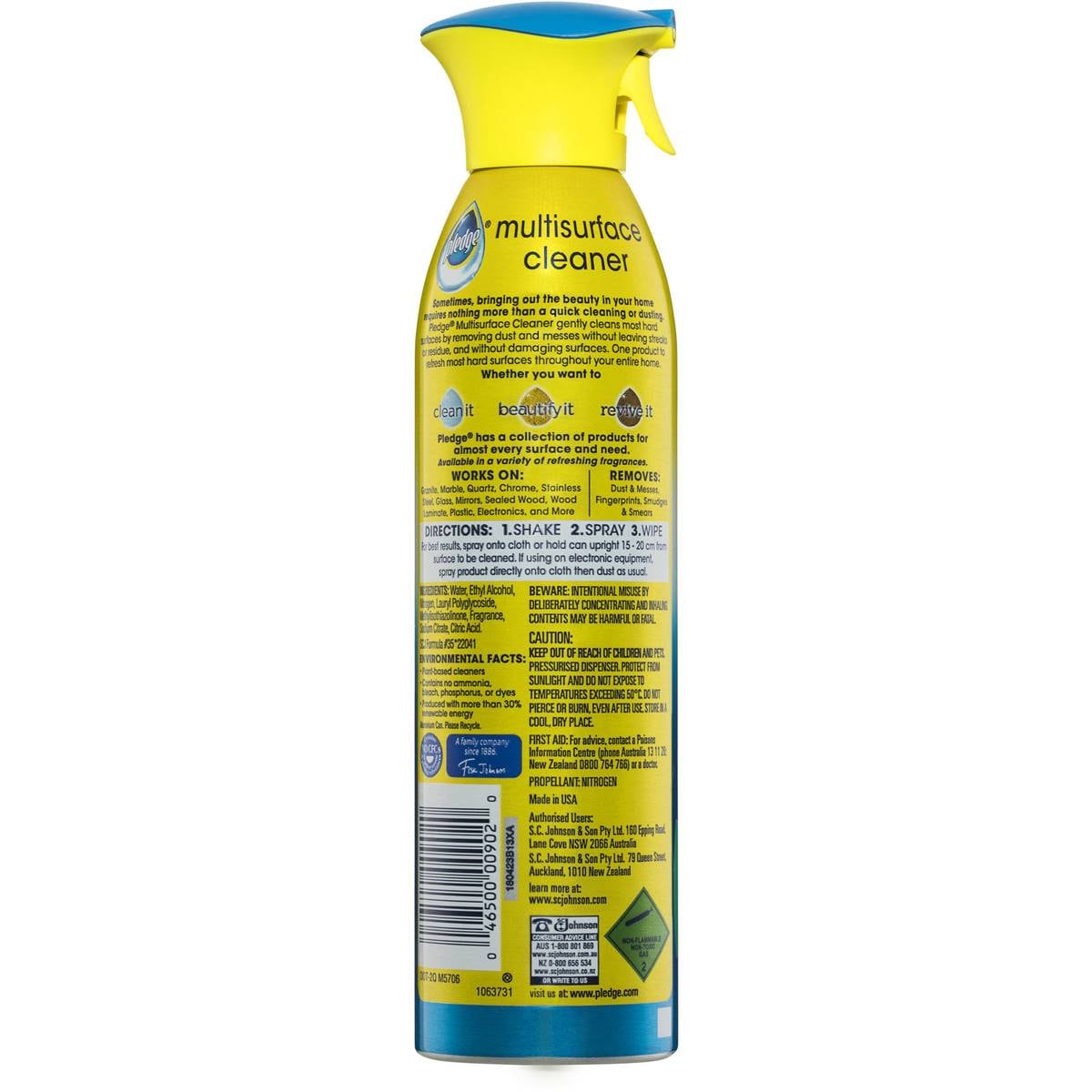 Pledge Clean It Multisurface Cleaner Rainshower 274g | Woolworths