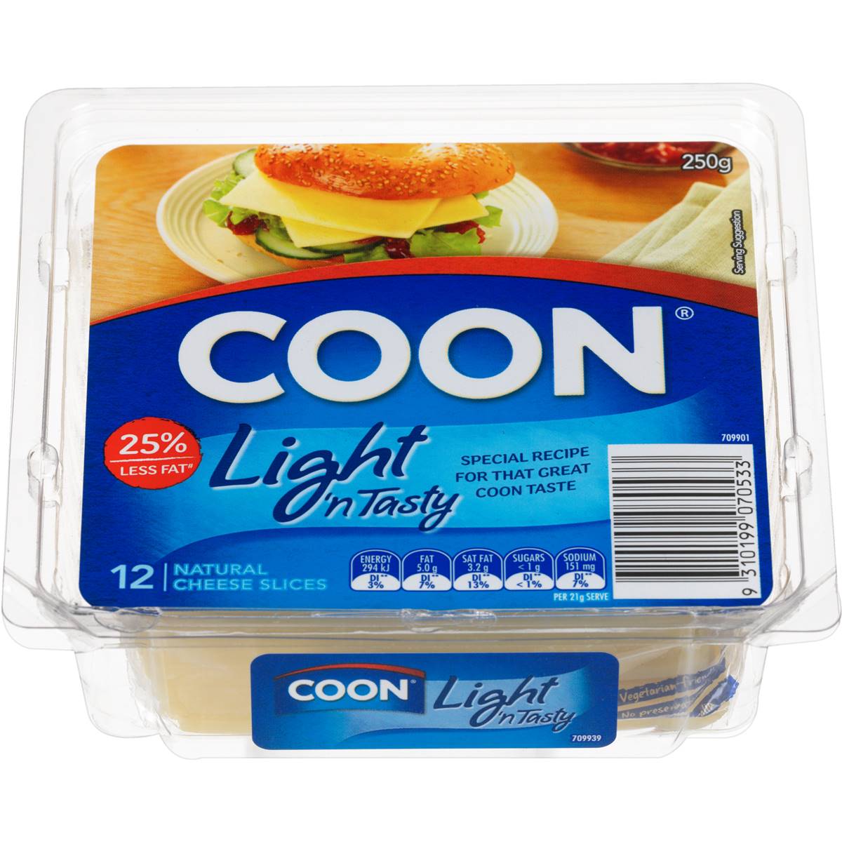 Coon Cheese Slices Tasty Light 250g | Woolworths