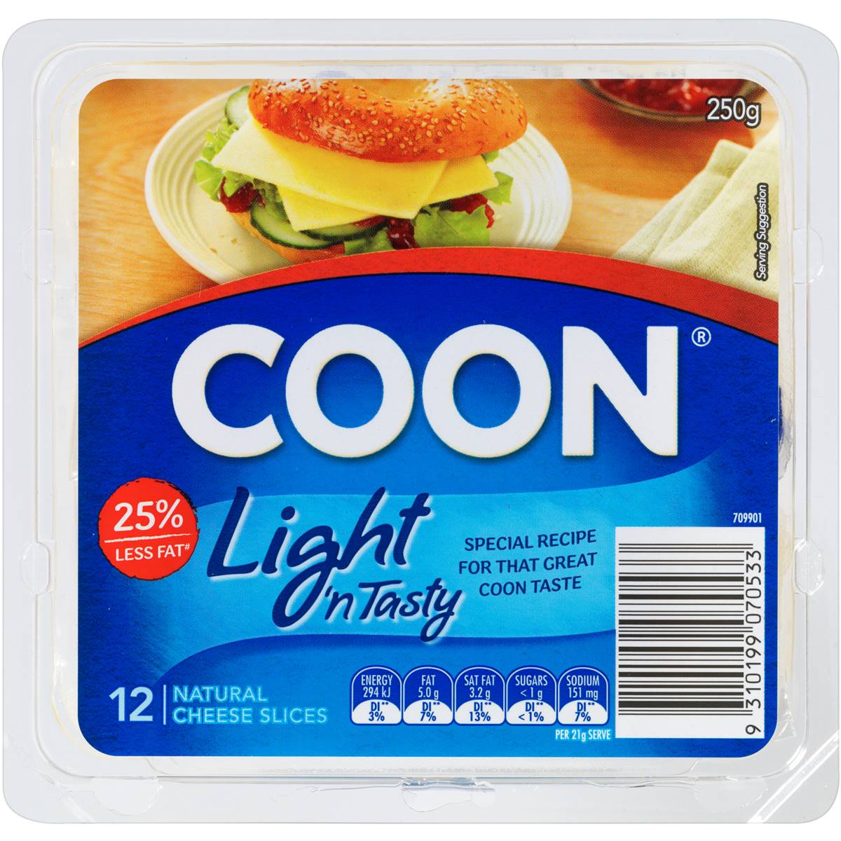 Coon Cheese Slices Tasty Light 250g | Woolworths