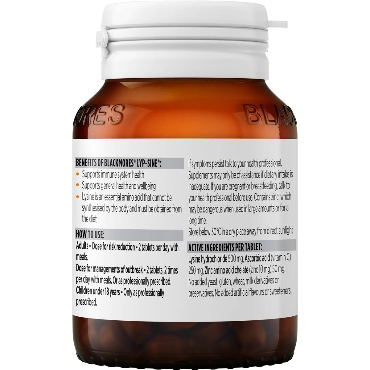 Blackmores Lyp-sine Cold Sore Relief Vitamin Tablets 30 Pack | Woolworths