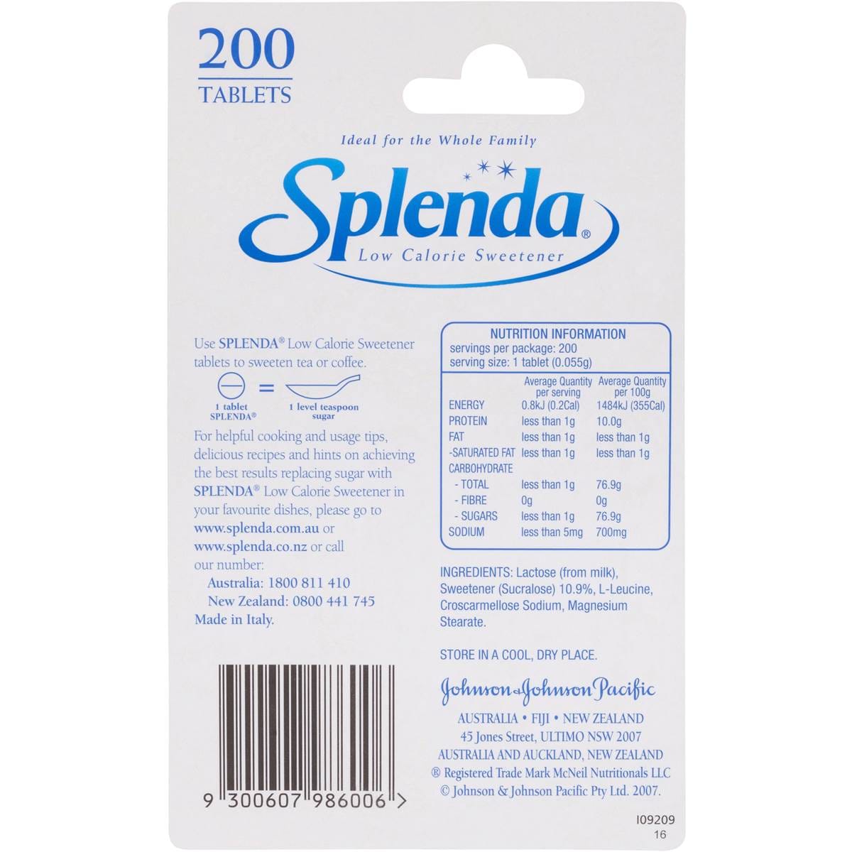 Splenda Sweetener Tablets 200pk | Woolworths