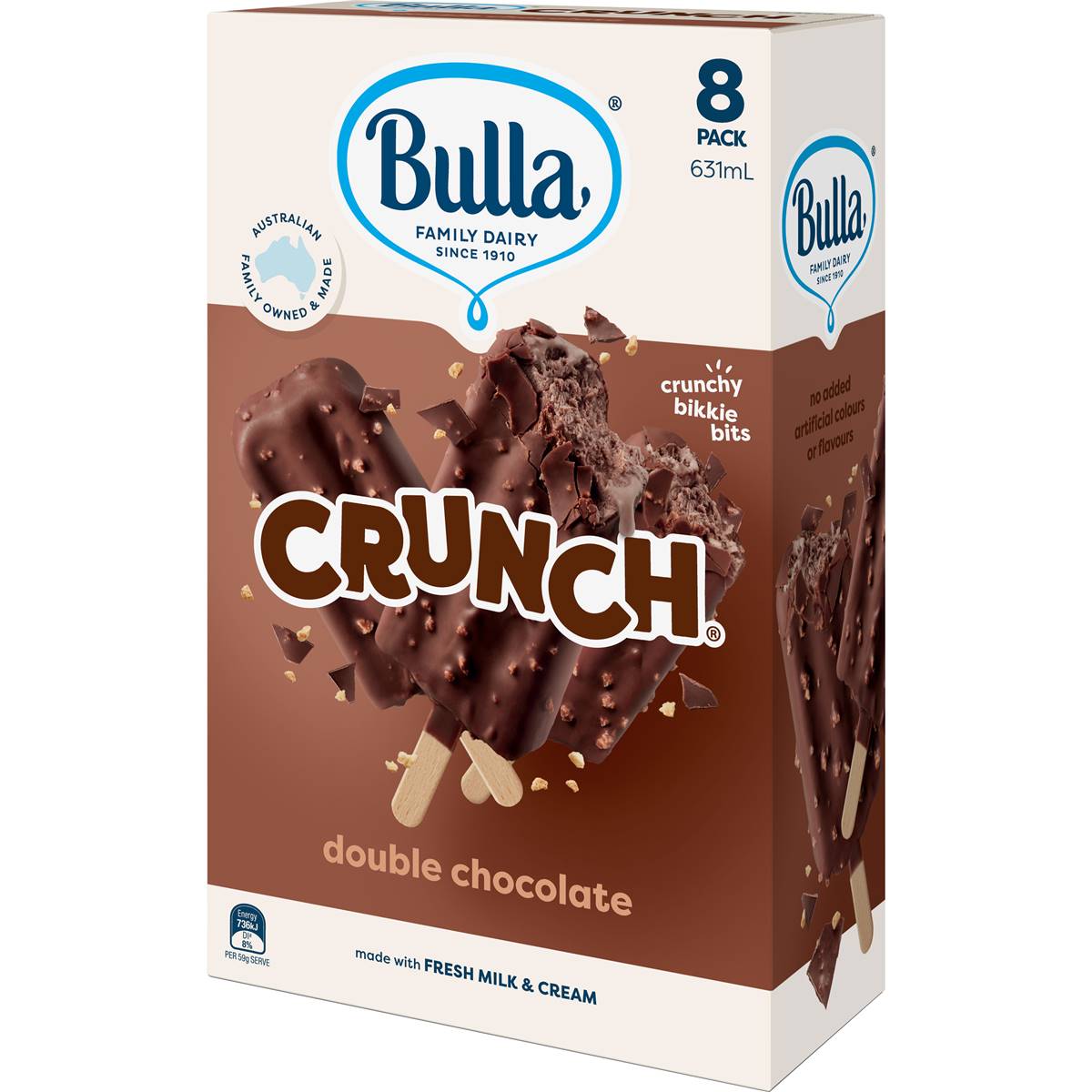 Bulla Crunch Double Choc 8 Pack | Woolworths
