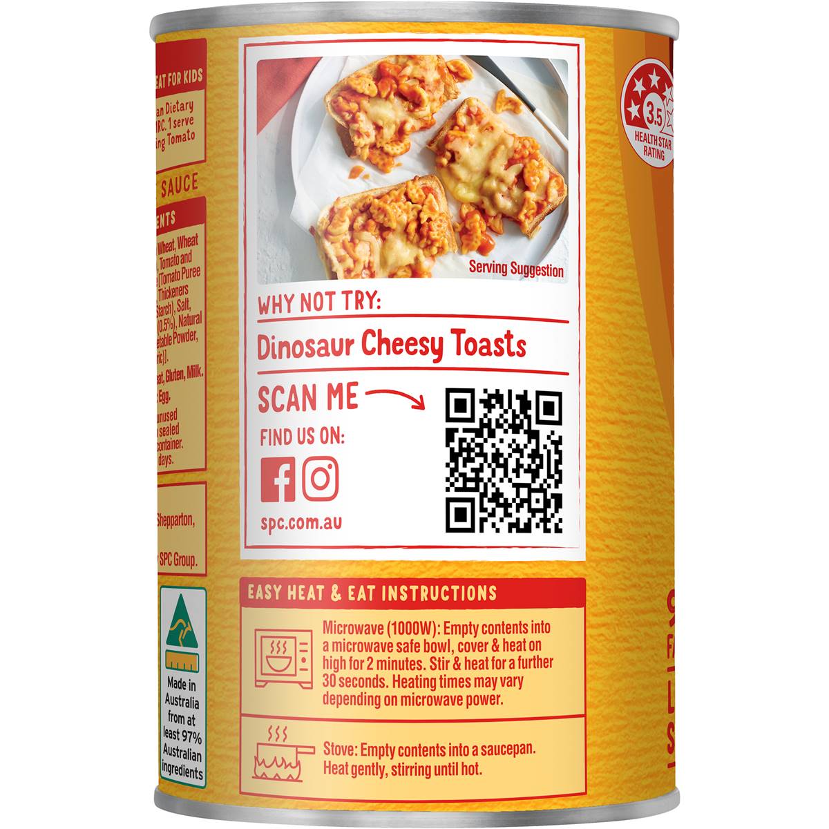 Spc Spag-a-saurus Tomato & Cheese 420g | Woolworths