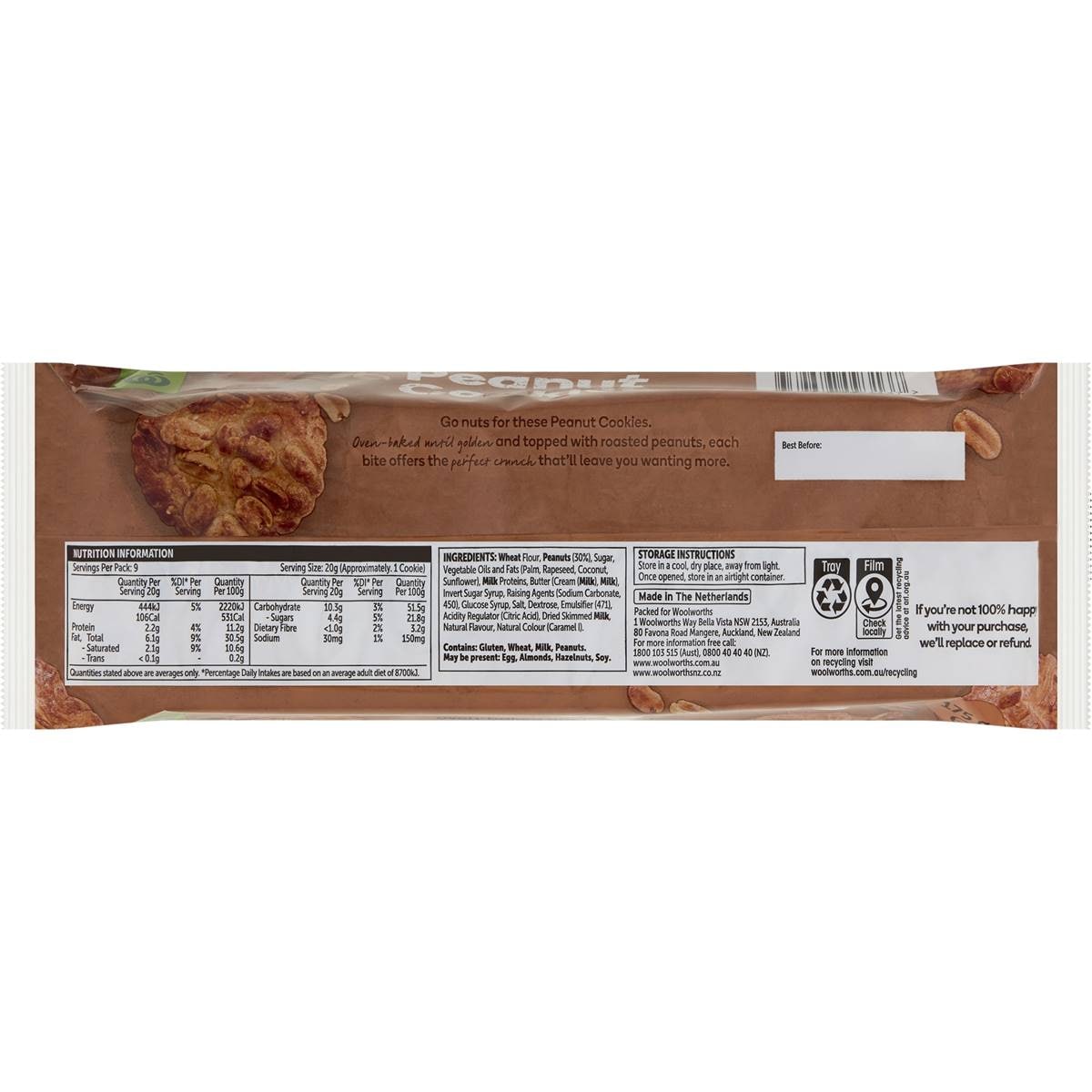 Woolworths Peanut Cookies 175g | Woolworths