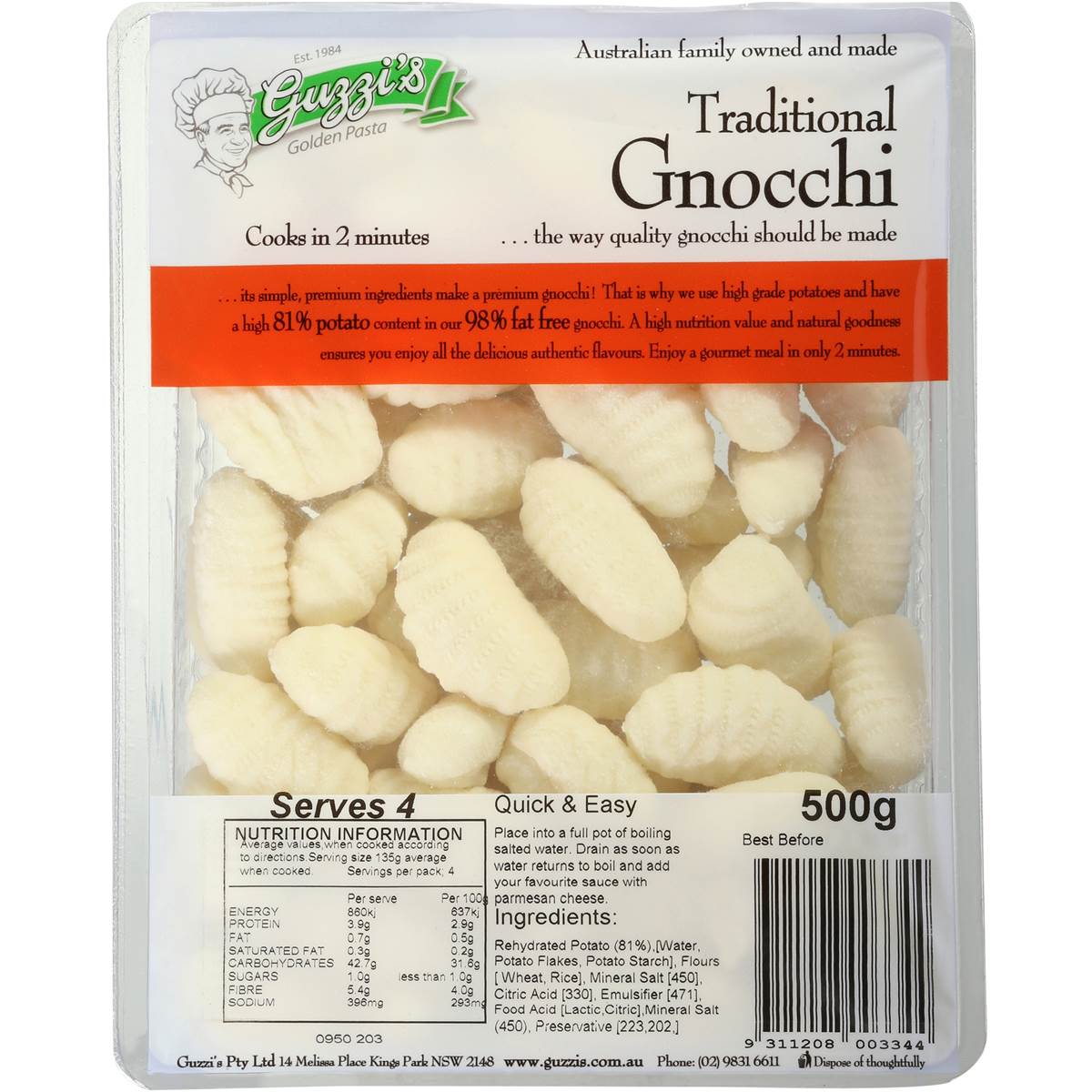 Guzzi's Golden Pasta Gnocchi Potato Dry 500g | Woolworths