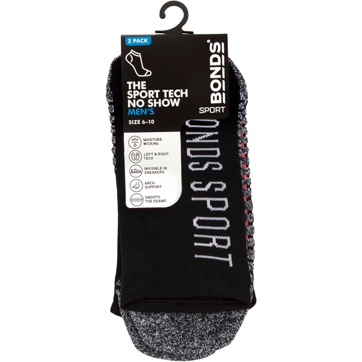 Bonds Mens Sport Tech Socks Size 6 To 10 2 Pack | Woolworths