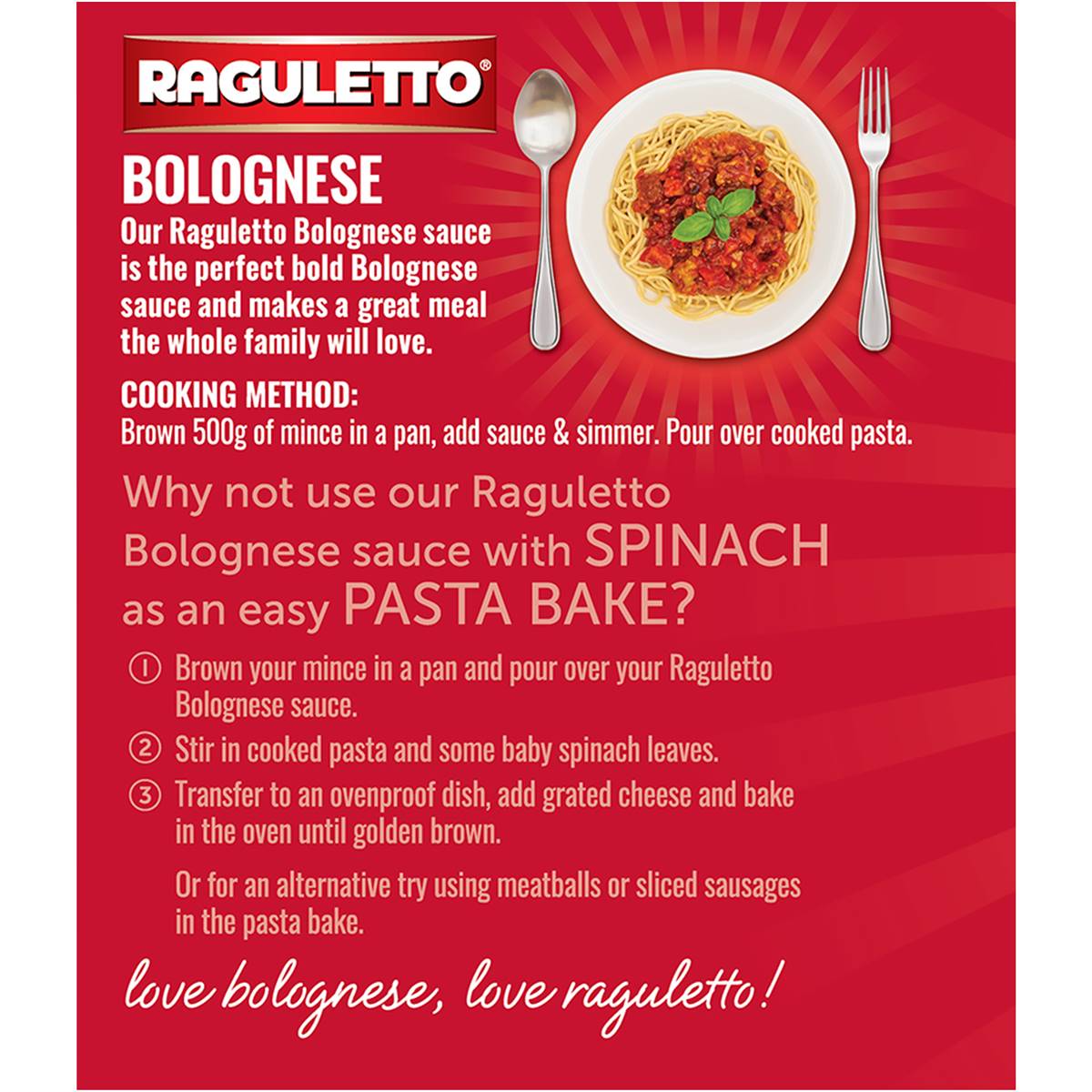 Raguletto Bolognese - Classic Tomato Pasta Sauce 500g | Woolworths