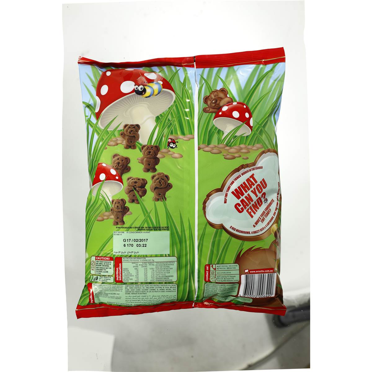 Arnott's Tiny Teddy Biscuits Chocolate 10pk 250g | Woolworths