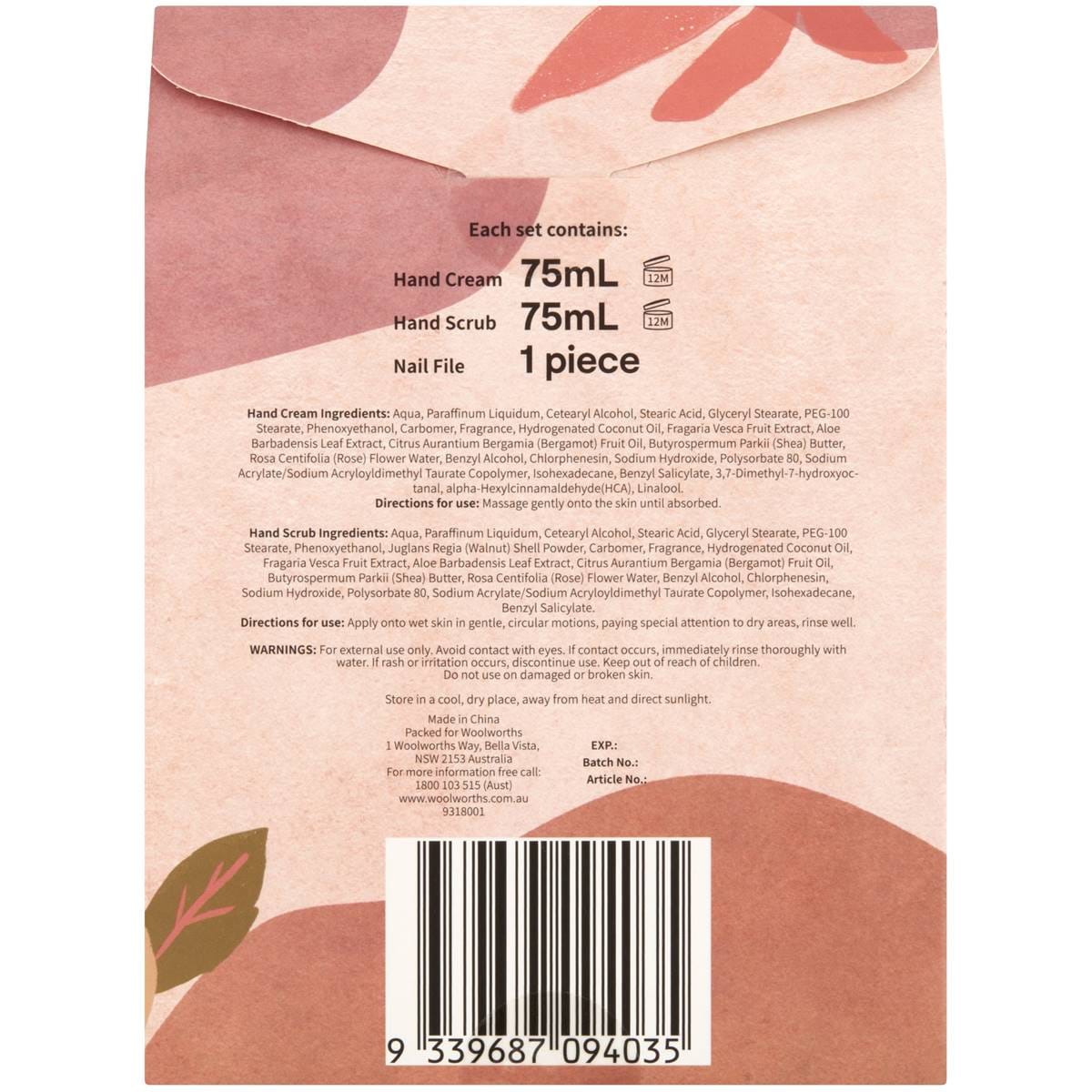 Maison De Beaute Hand Scrub, Cream & File Set Each | Woolworths