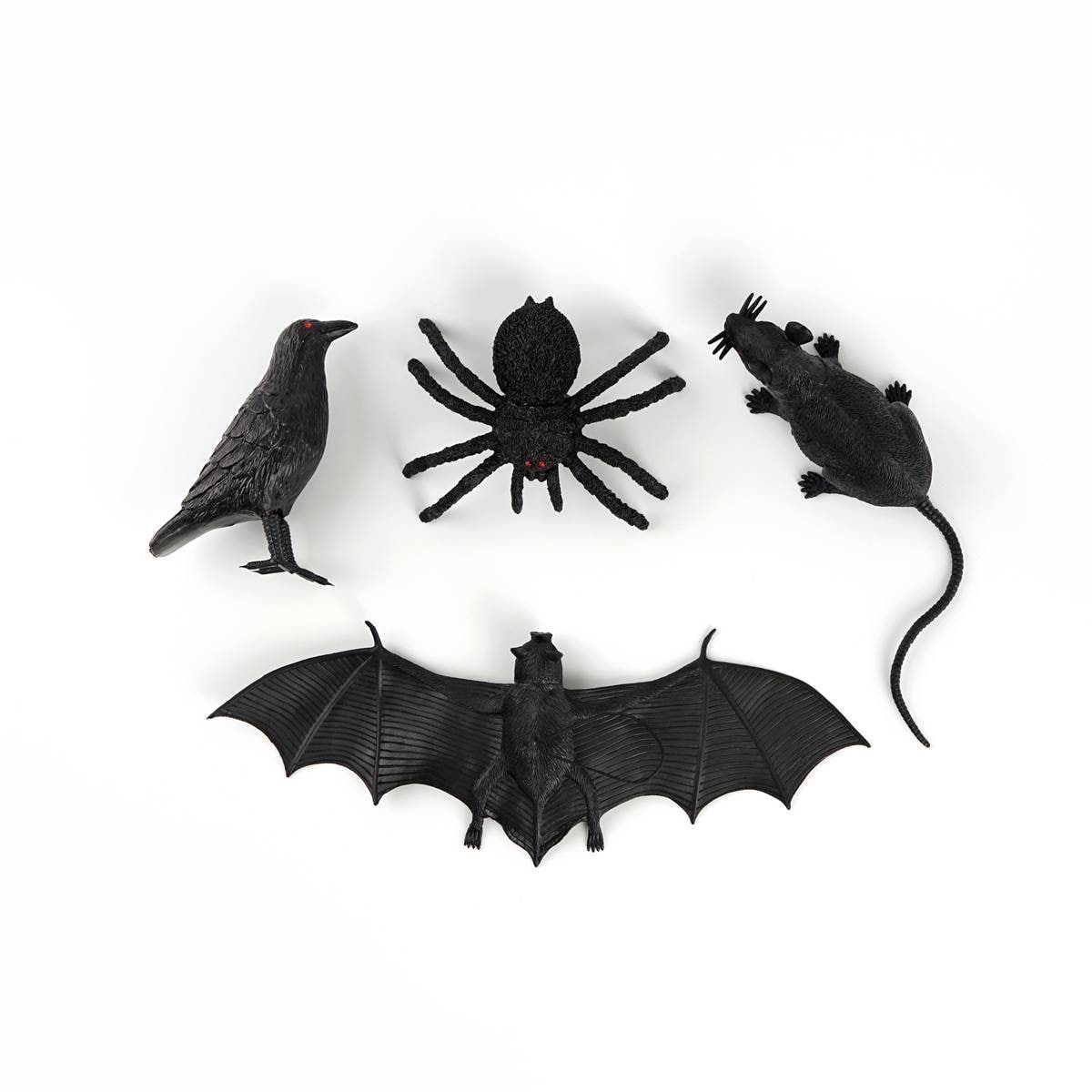 Halloween Assorted Black Creatures - Bat Bird Rat Or Spider Each ...
