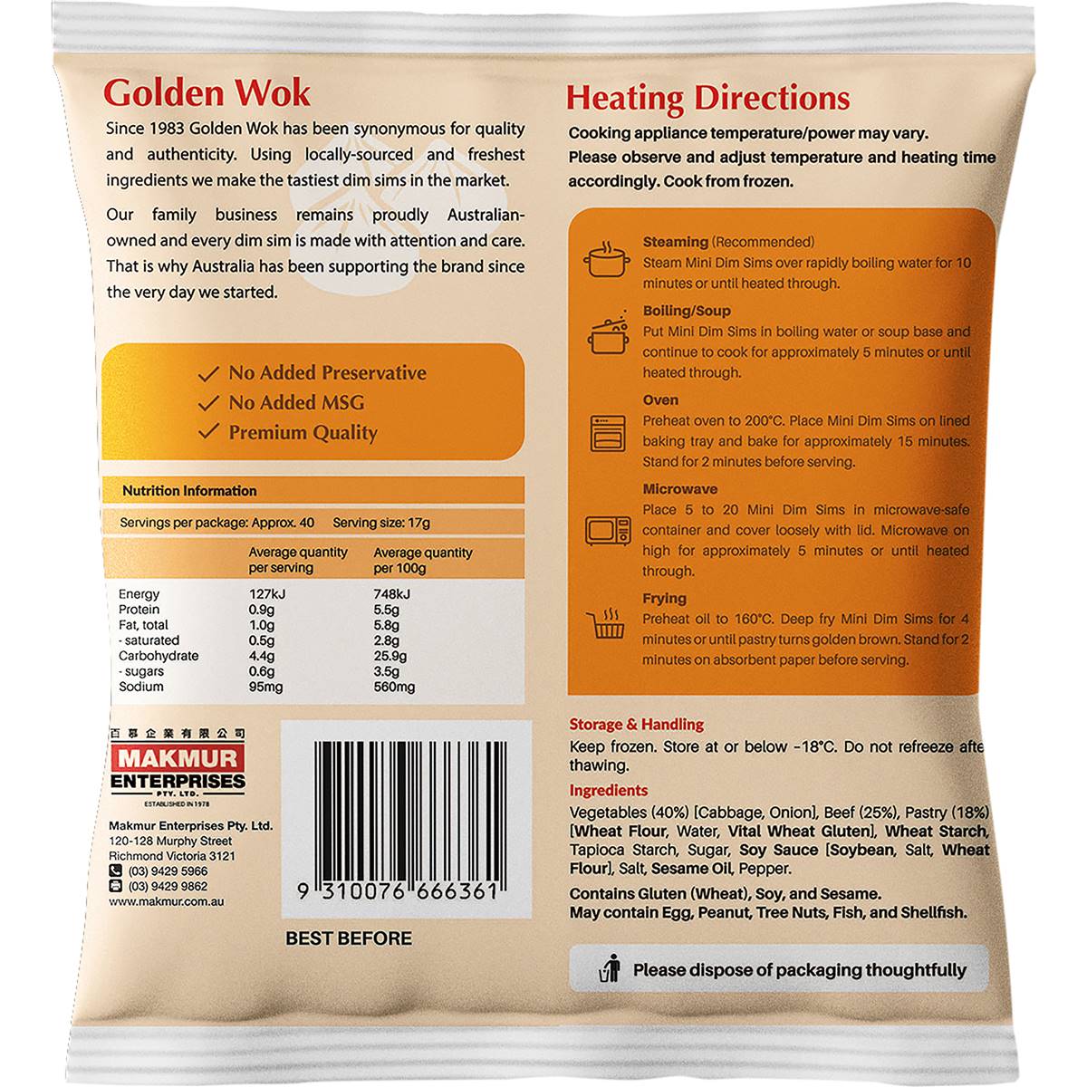 Golden Wok Asian Mini Dim Sims 660g | Woolworths