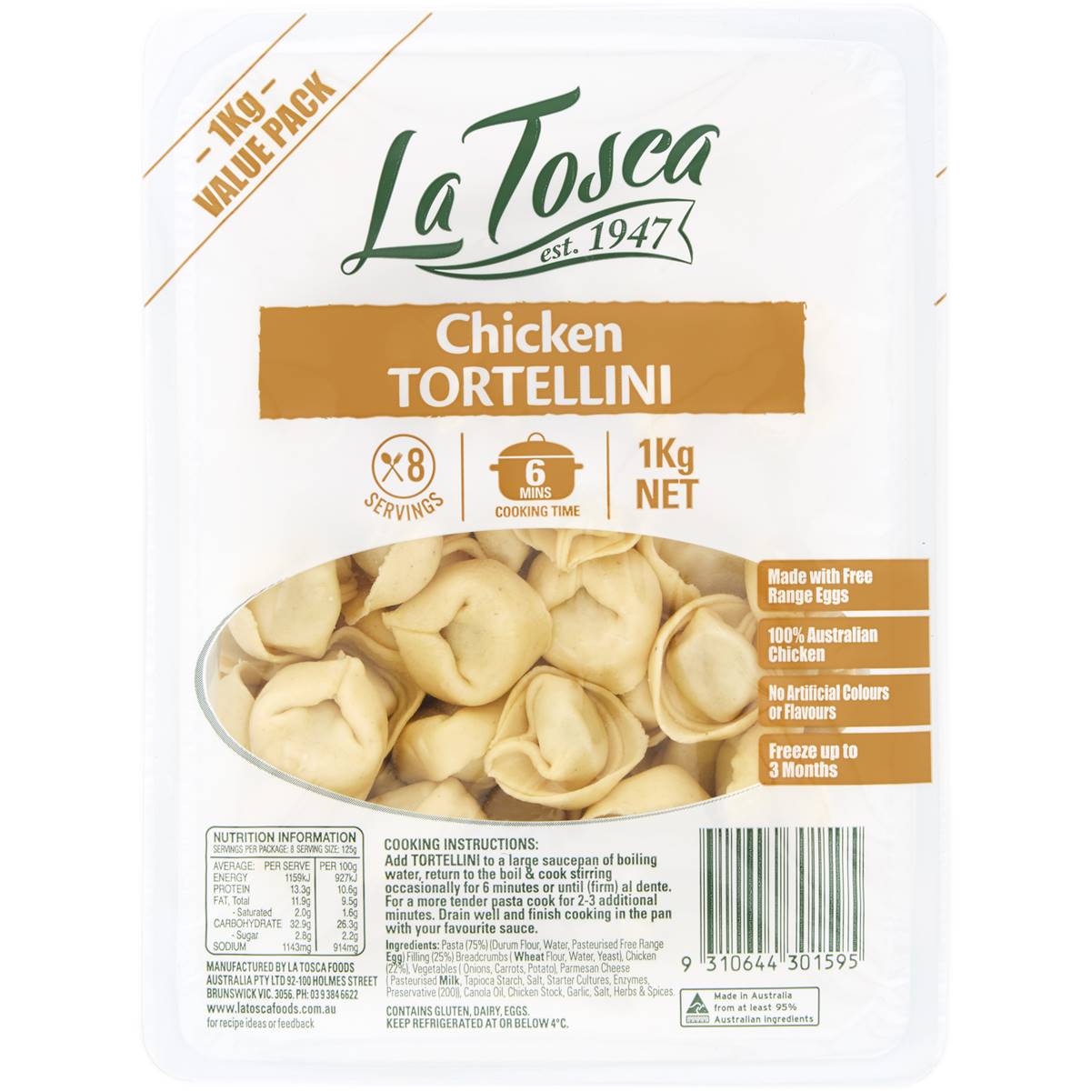 La Tosca Chicken Tortellini 1kg | Woolworths