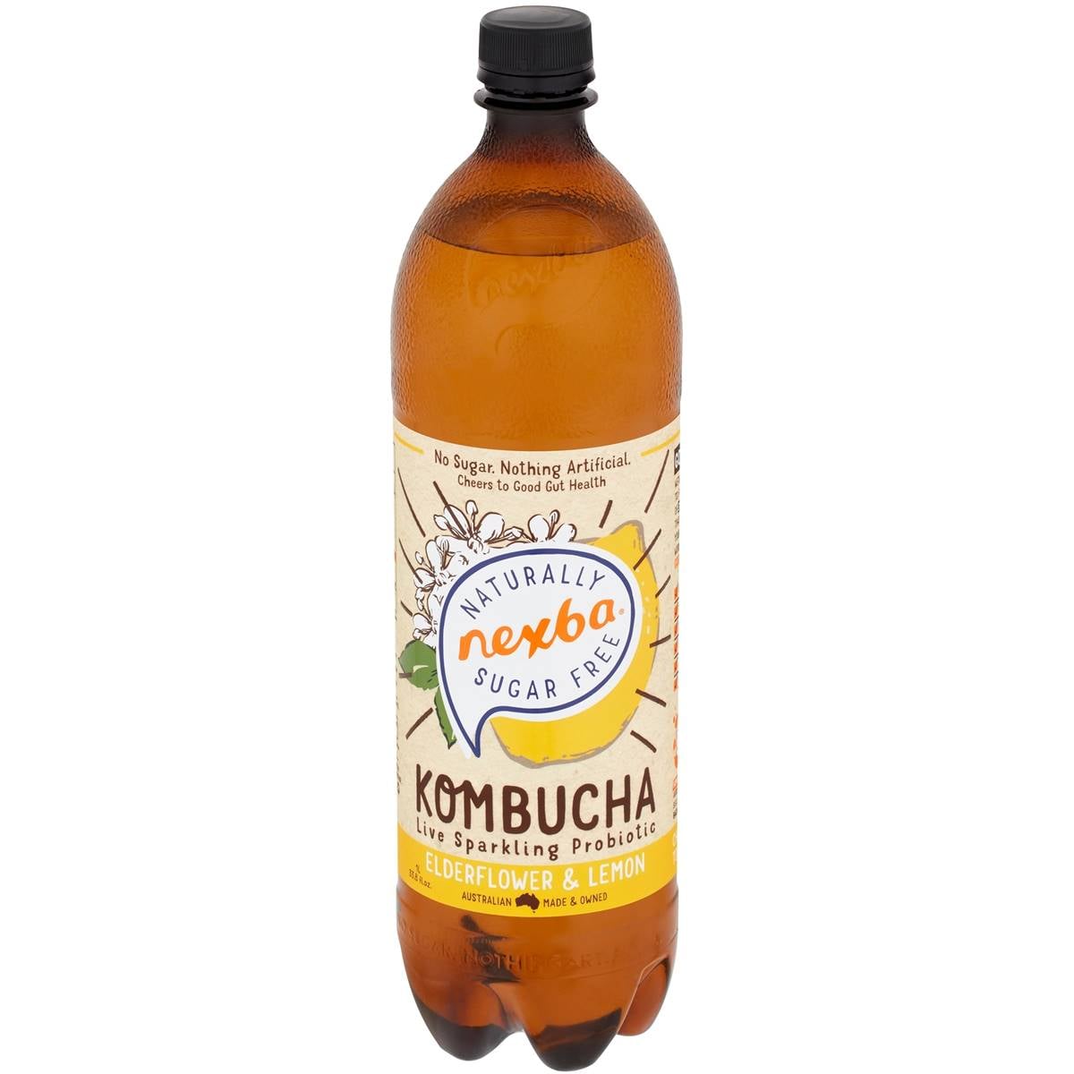 Nexba Elderflower & Lemon Kombucha Sugar Free 1l | Woolworths