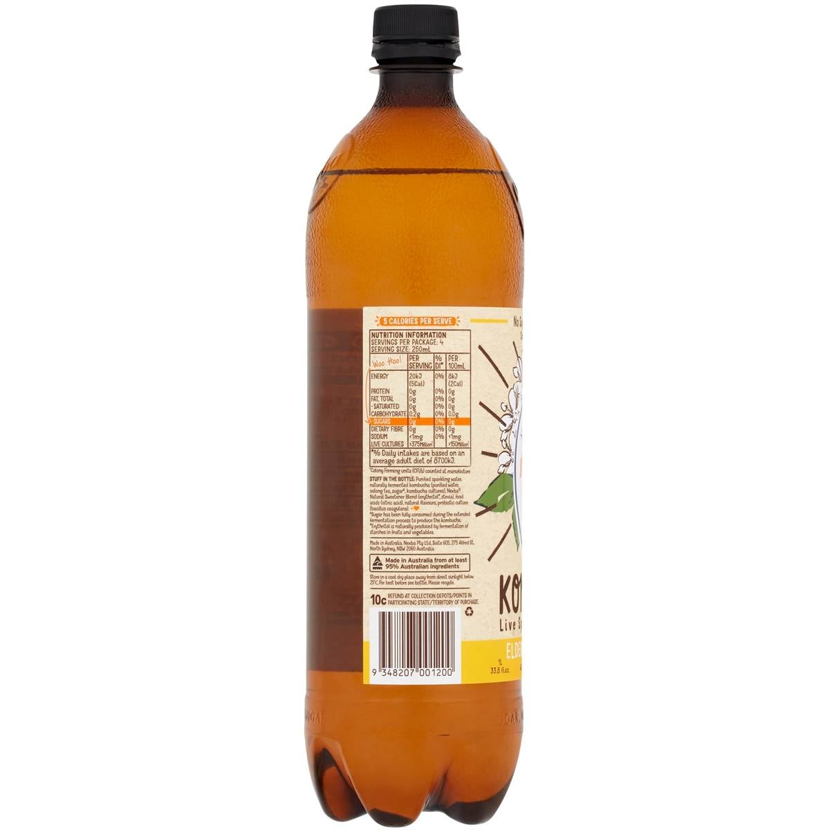 Nexba Elderflower & Lemon Kombucha Sugar Free 1l | Woolworths