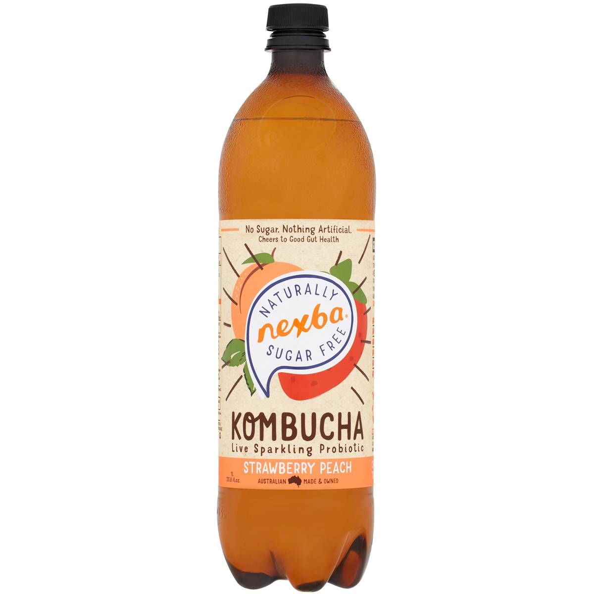 Nexba Strawberry & Peach Kombucha Sugar Free 1l | Woolworths