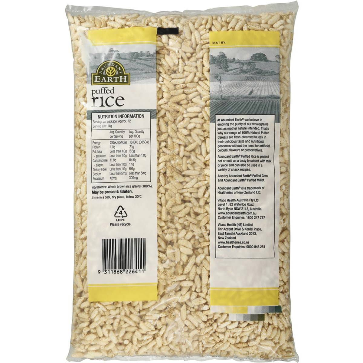Abundant Earth Cereal Puffed Rice 170g | Woolworths