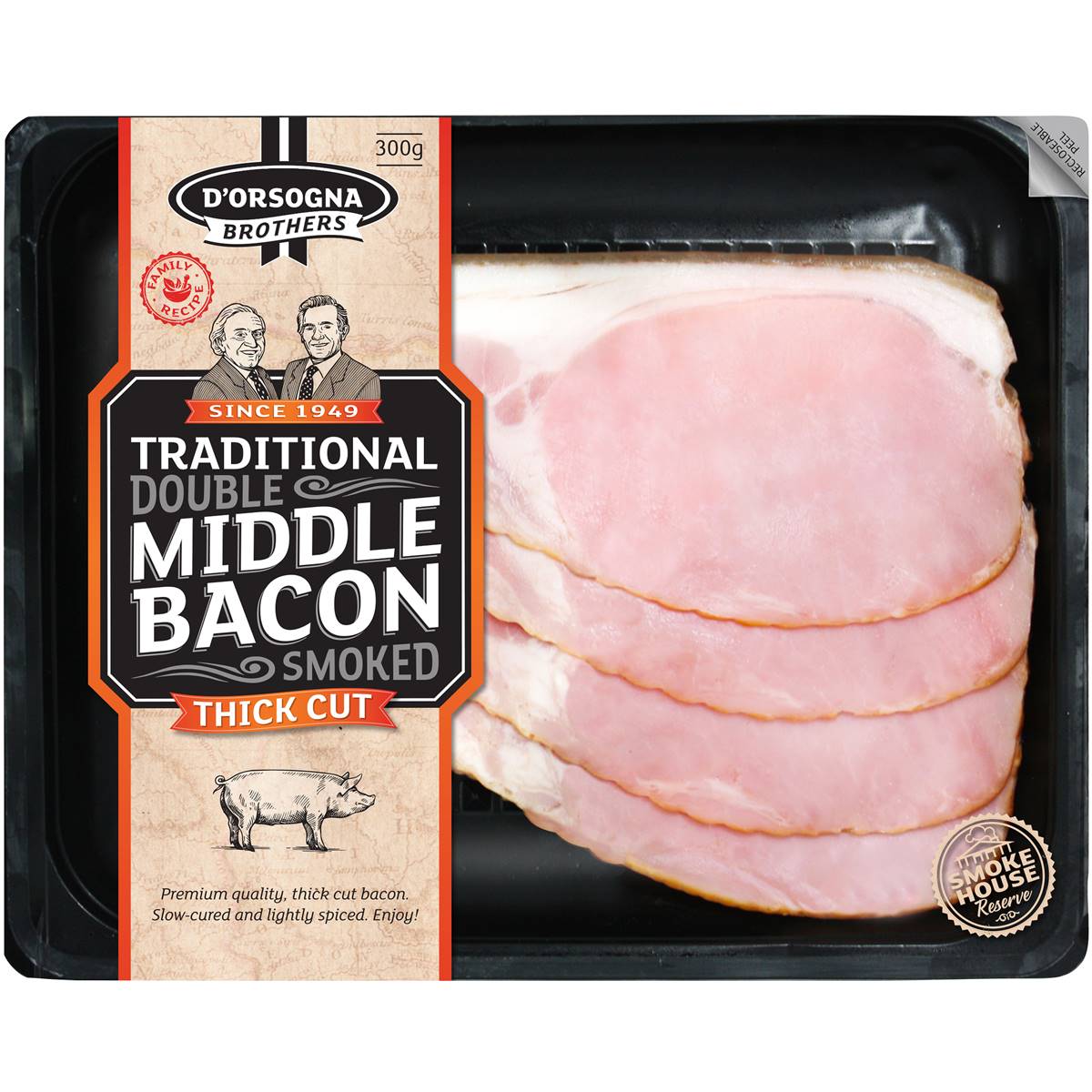 D'orsogna Double Smoked Middle Bacon 300g | Woolworths