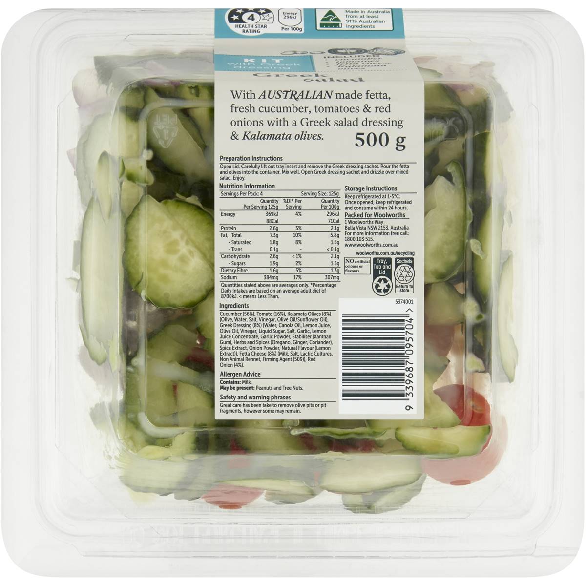 Woolworths Greek Salad Kit 500g | Woolworths