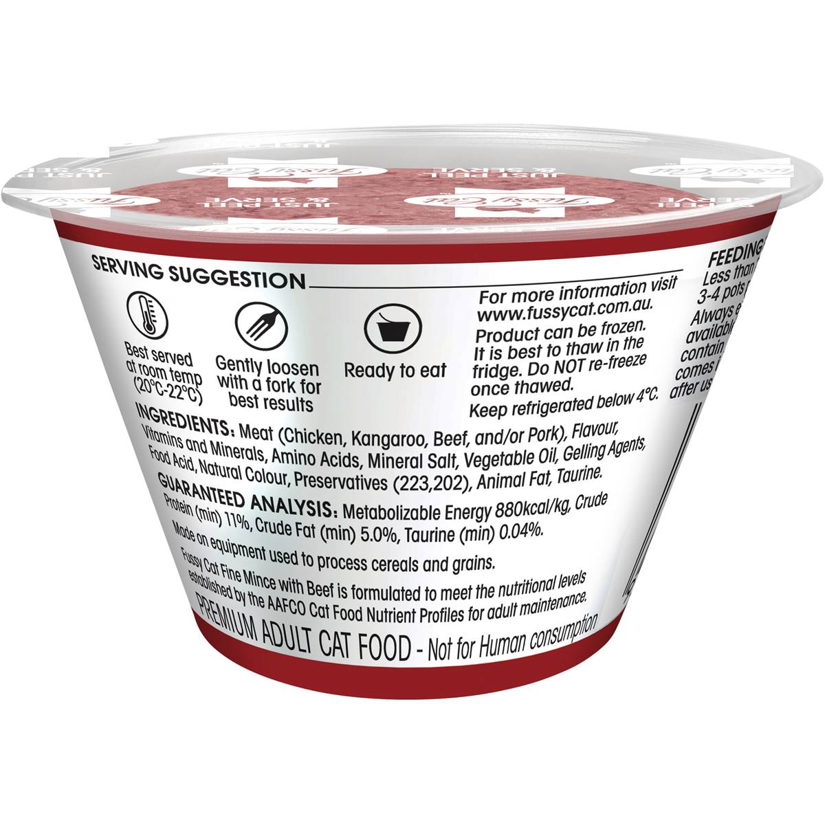 Fussy Cat Grain Free Adult Chilled Fresh Cat Food Fine Mince With Beef ...