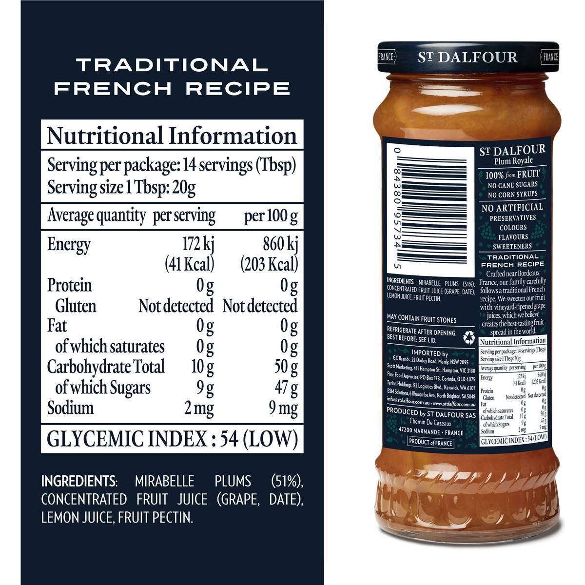 St Dalfour Fruit Spread Plum Royale 284g | Woolworths