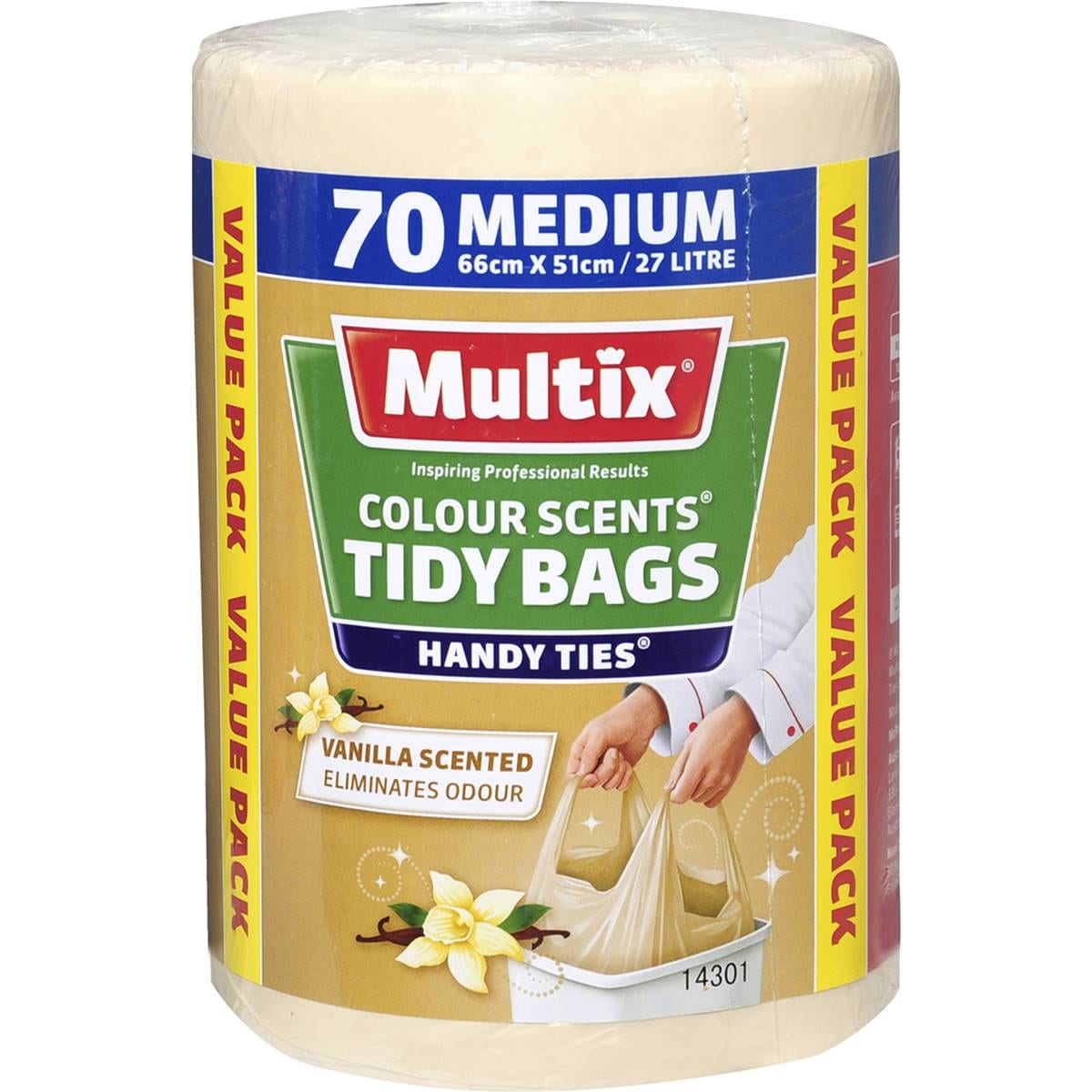 Multix Kitchen Tidy Bags Medium Colour Scents Vanilla 70pk | Woolworths