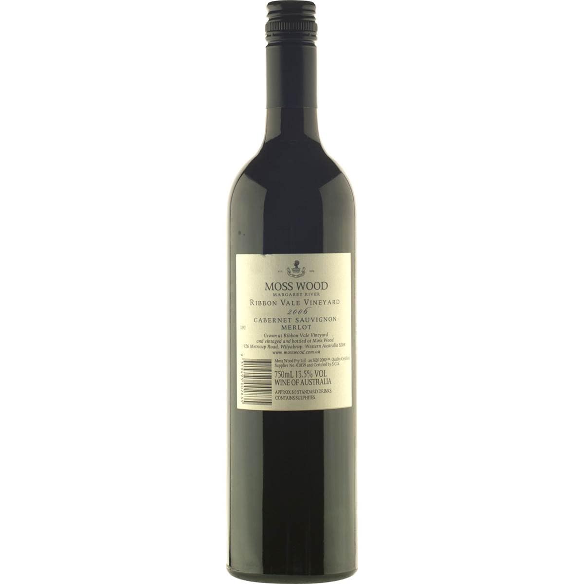 Moss Wood Ribbon Vale Red Varietal Cabernet Sauv Merlot Franc 750ml ...