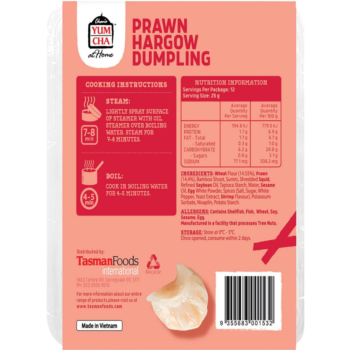 Chan's Yum Cha Prawn Hargow Dumpling 300g | Woolworths