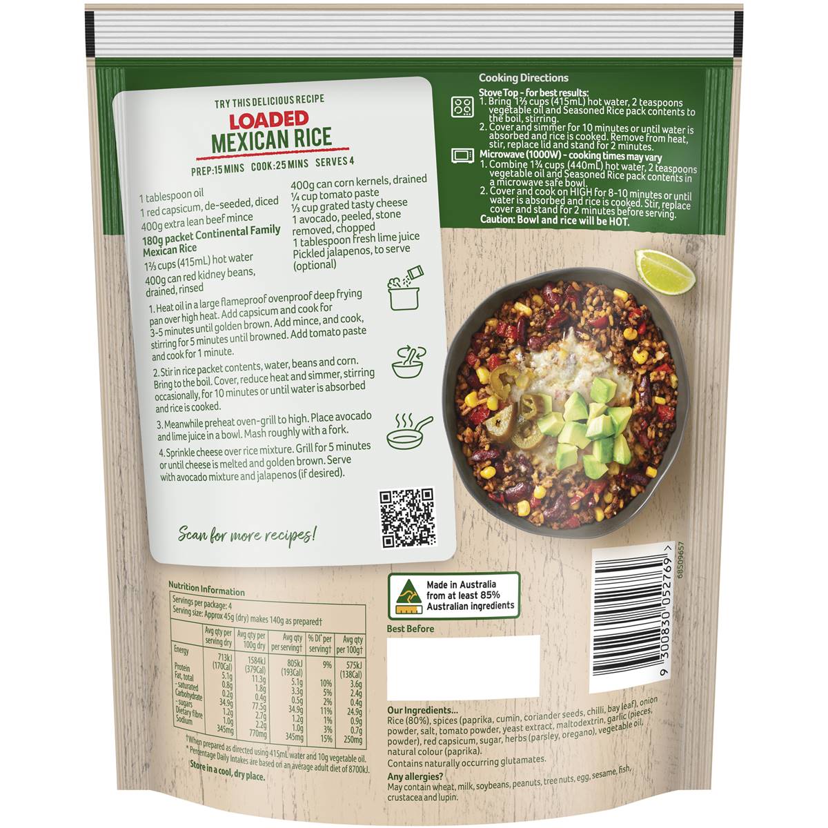 Continental Classics Mexican Rice Family Pack Serves 4 180g | Woolworths