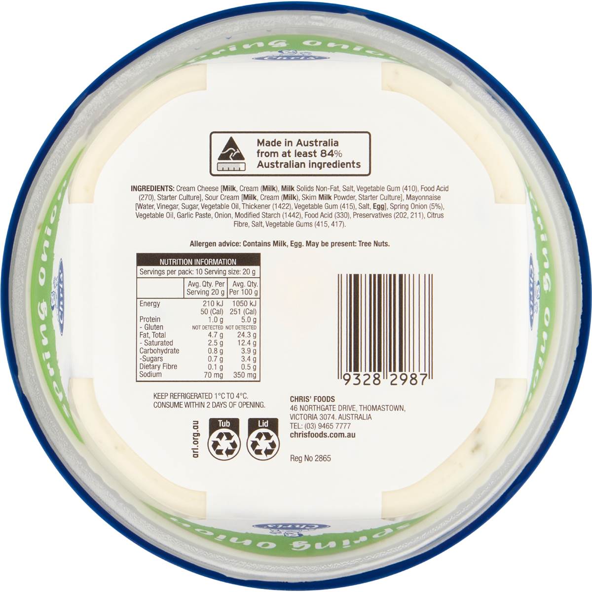 Chris' Dips Spring Onion 200g | Woolworths