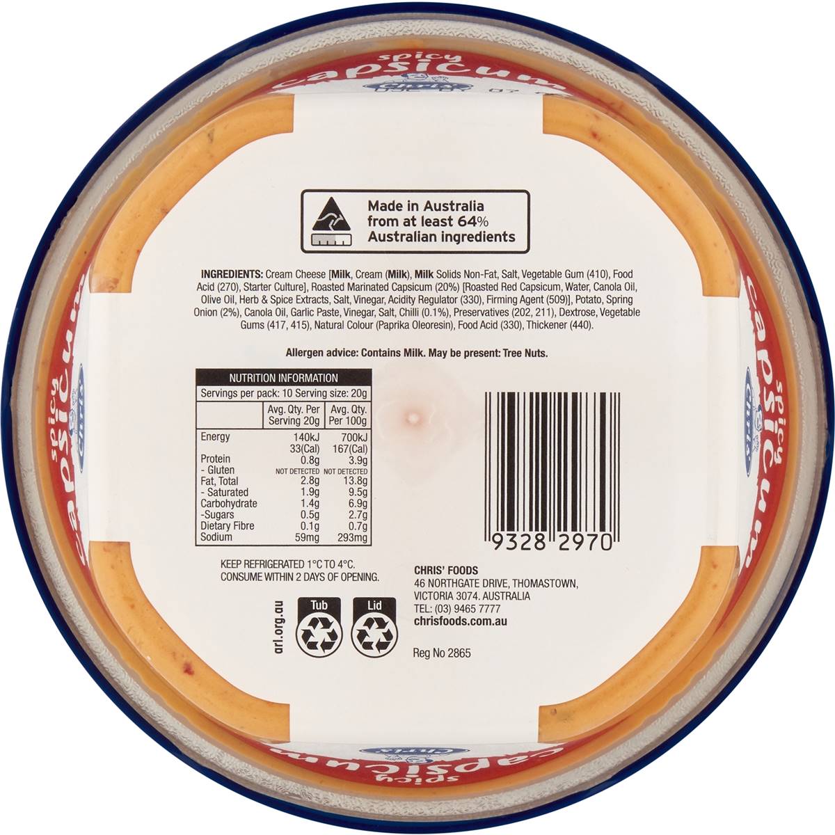 Chris' Dips Spicy Capsicum 200g | Woolworths