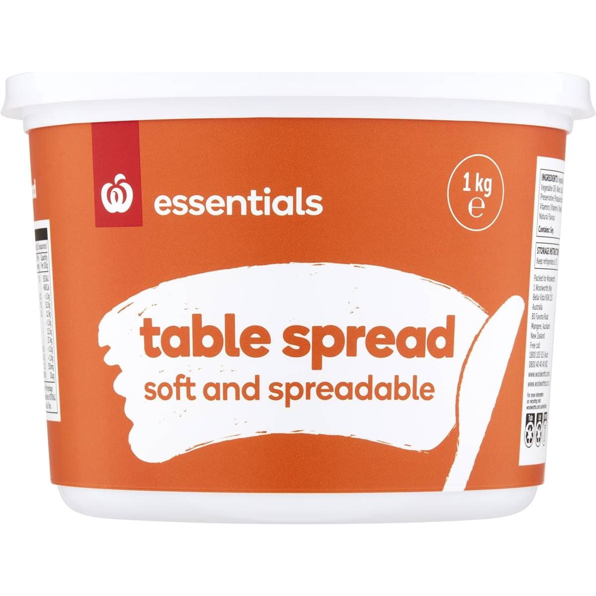 Essentials Table Spread Soft And Spreadable 1kg | Woolworths
