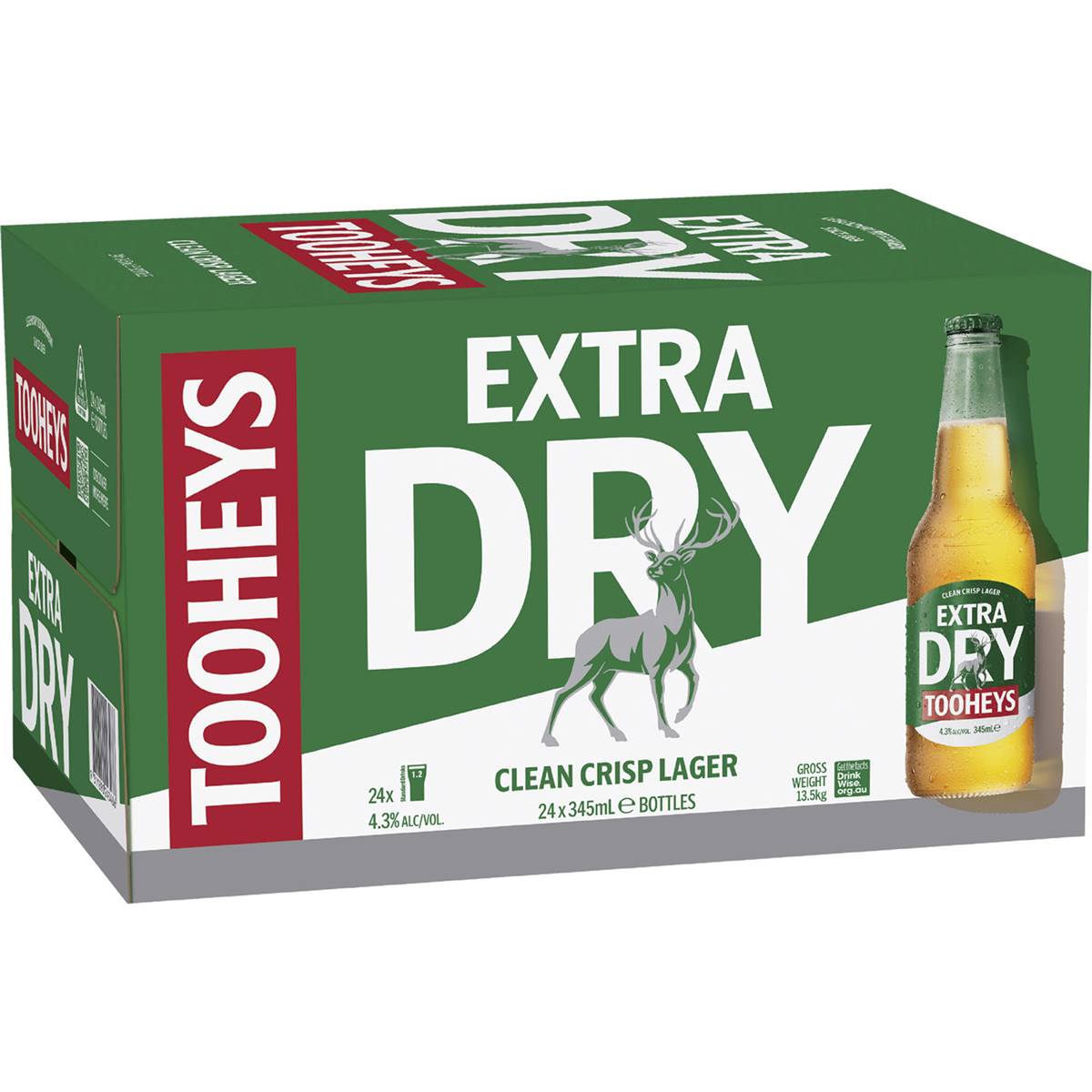Tooheys Extra Dry Lager Bottles 345ml X 24 Case | Woolworths