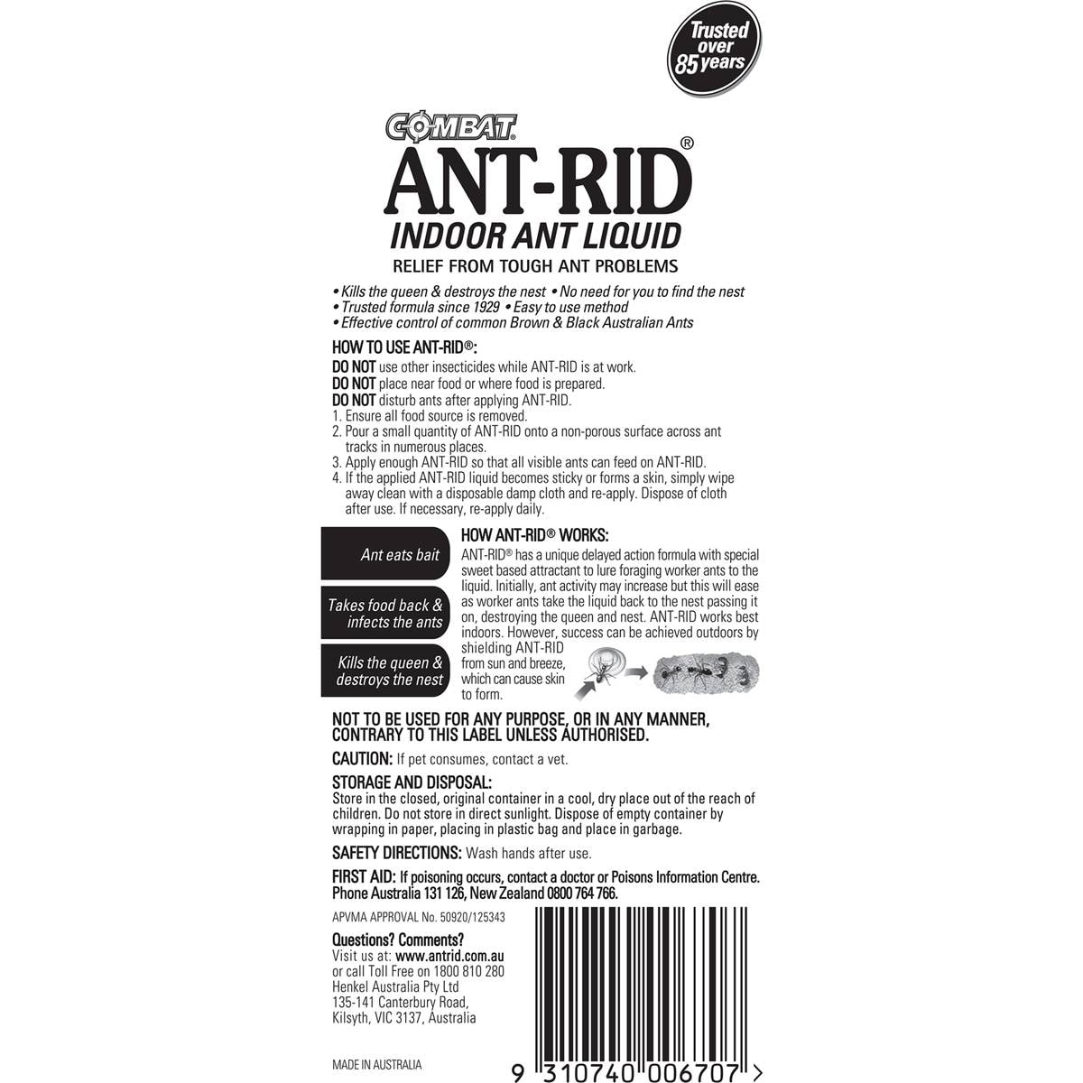 Combat Ant-rid Ant Killing Liquid Ant Control 50ml | Woolworths