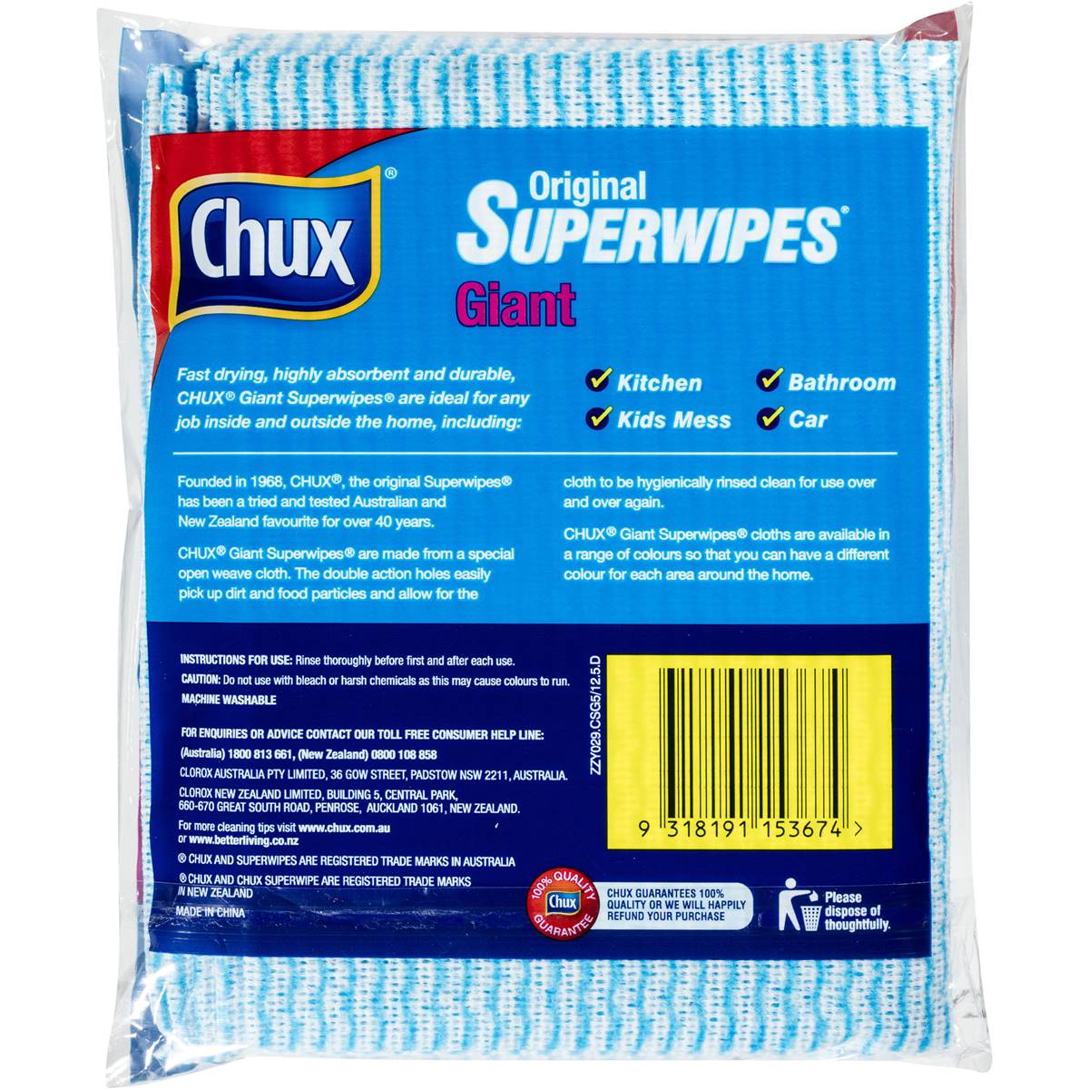 Chux Original Superwipes Giant 5 Pack | Woolworths