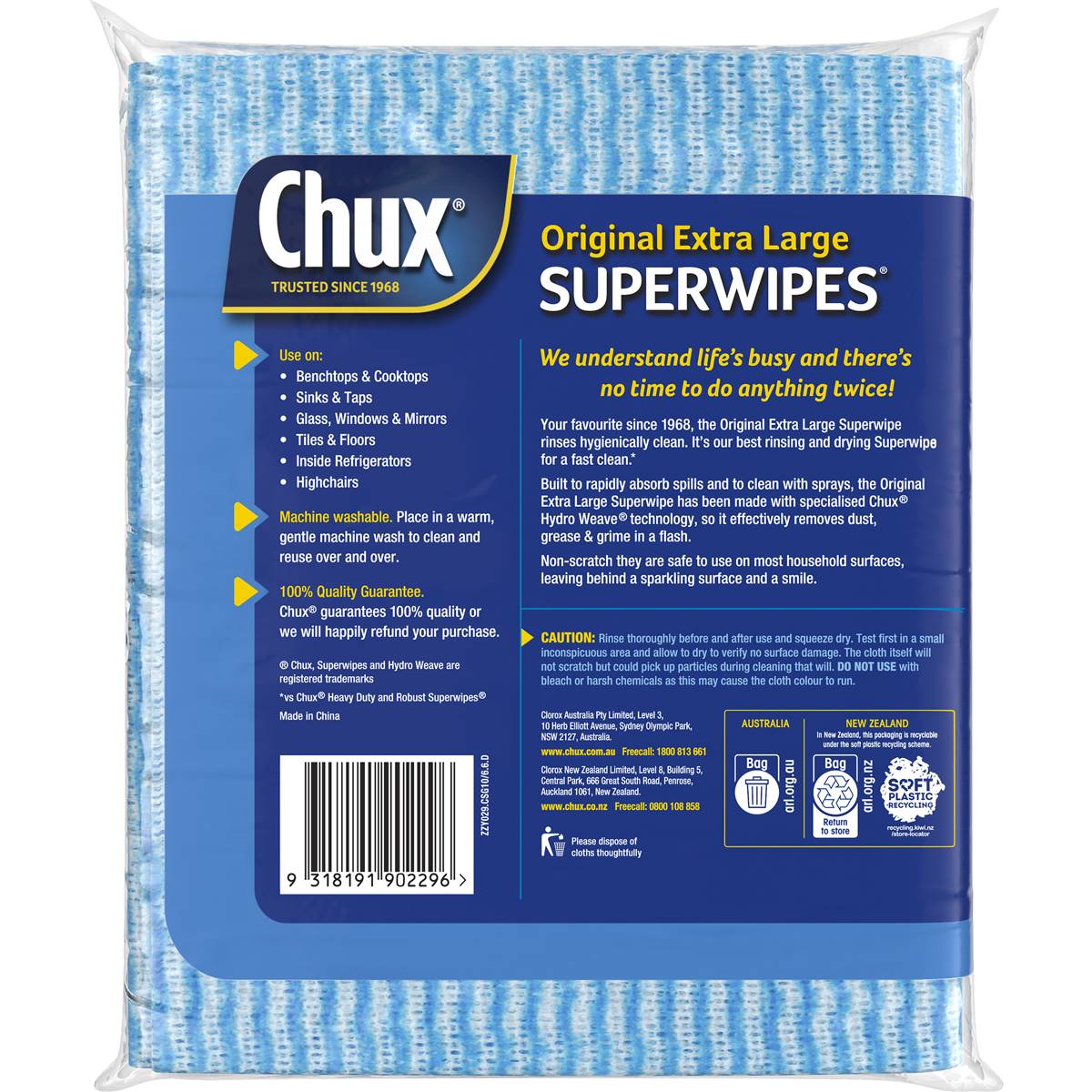 Chux Original Superwipes Giant 10 Pack | Woolworths