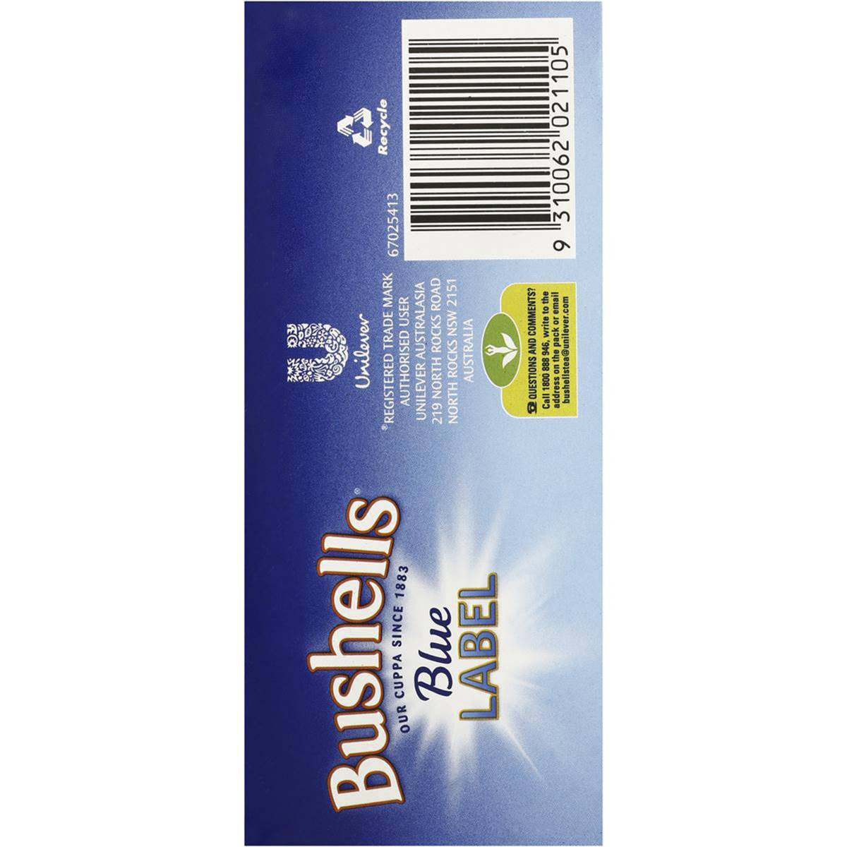 Bushells Blue Label Black Tea 100pk 180g | Woolworths
