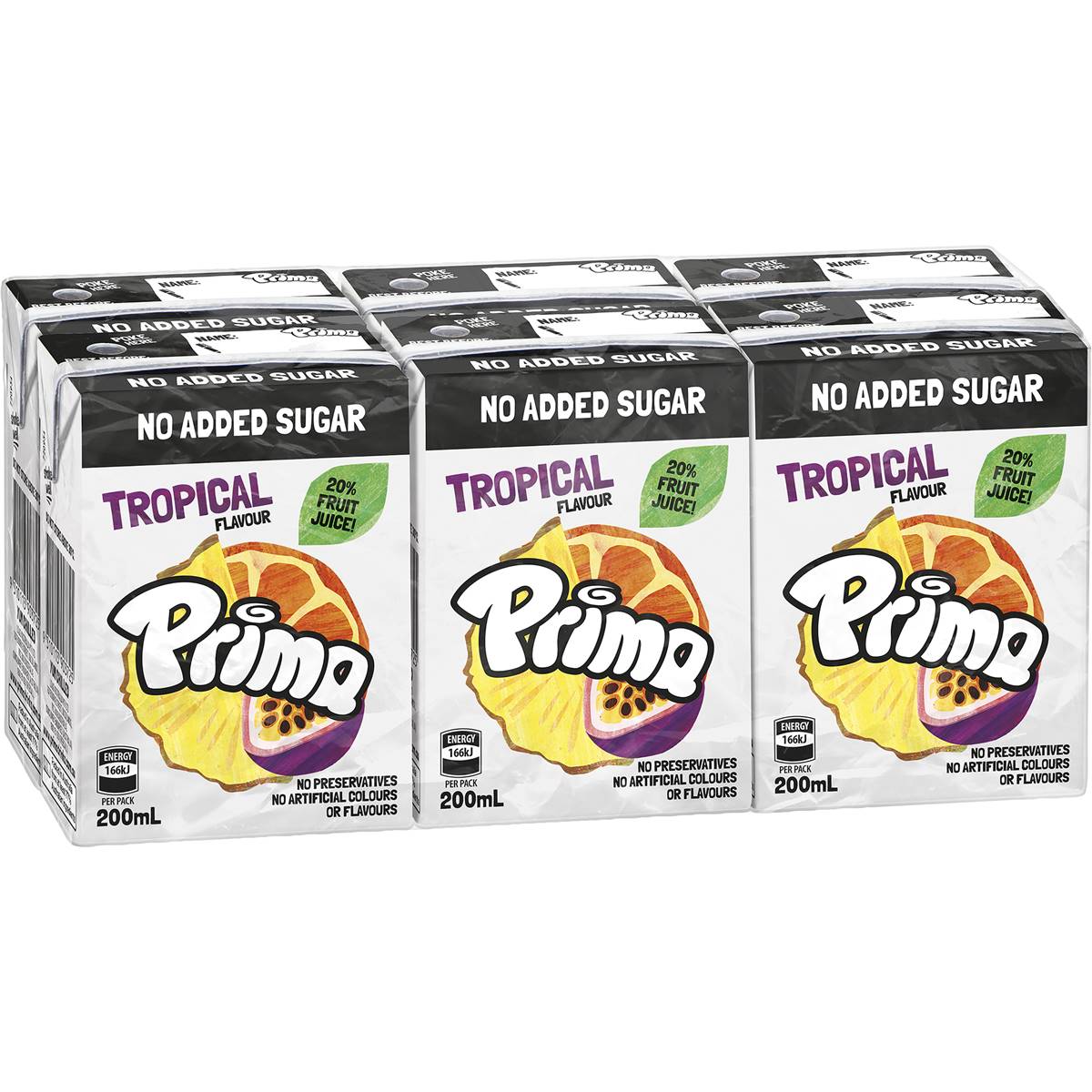 Prima No Added Sugar Drink Tropical 6 X200ml | Woolworths