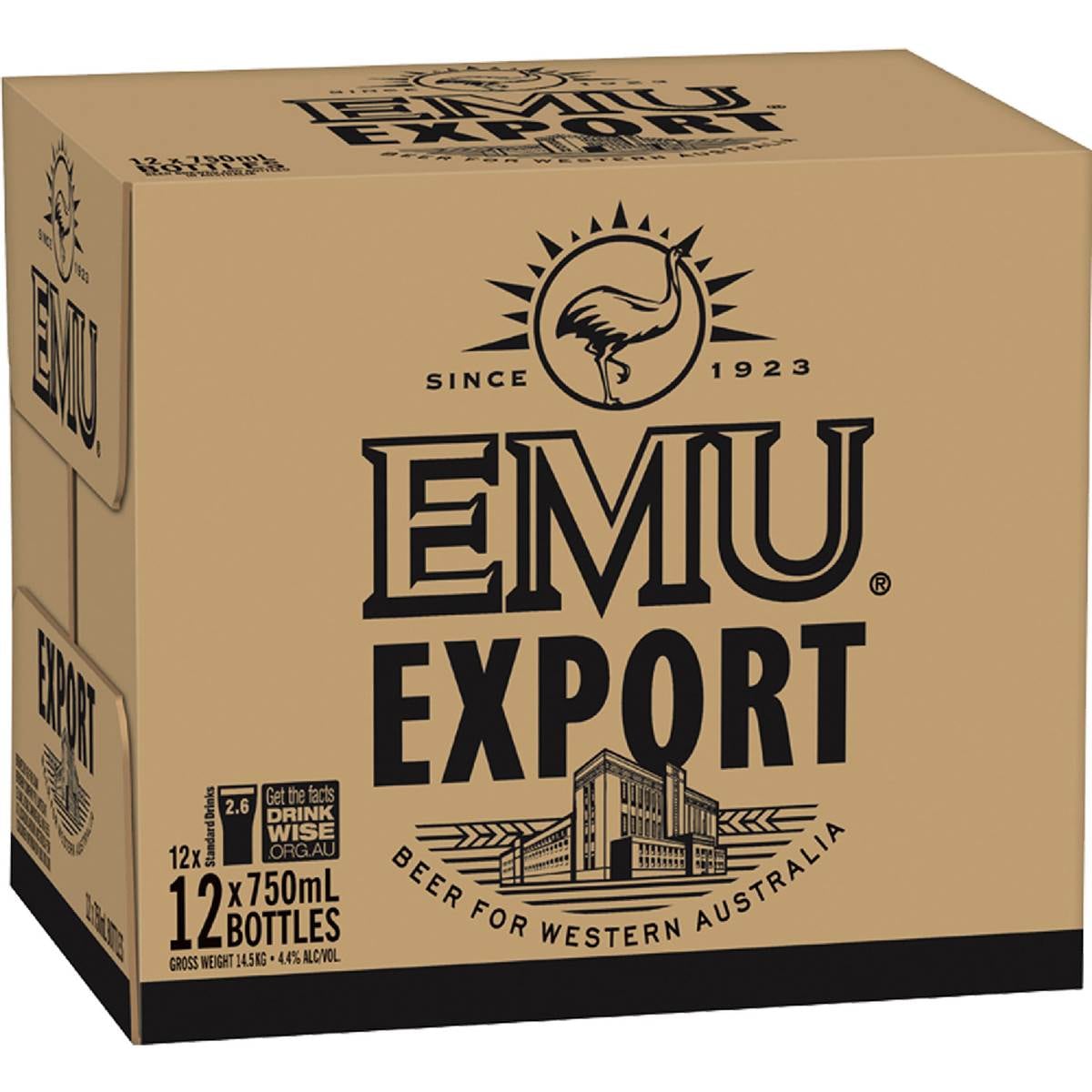 Emu Export Lager Long Neck 750ml Single | Woolworths