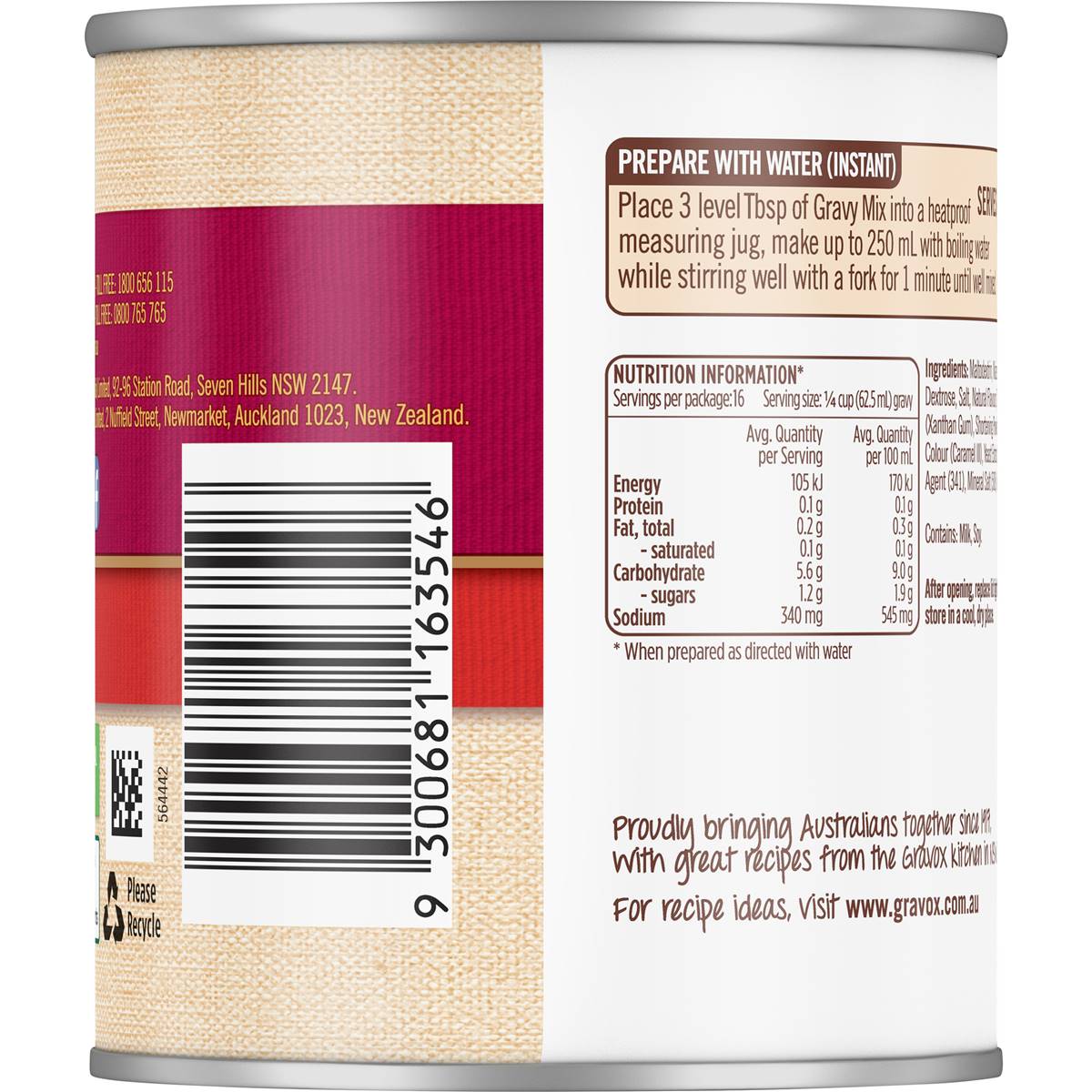 Gravox Roast Meat Gravy Mix Tin 120g | Woolworths