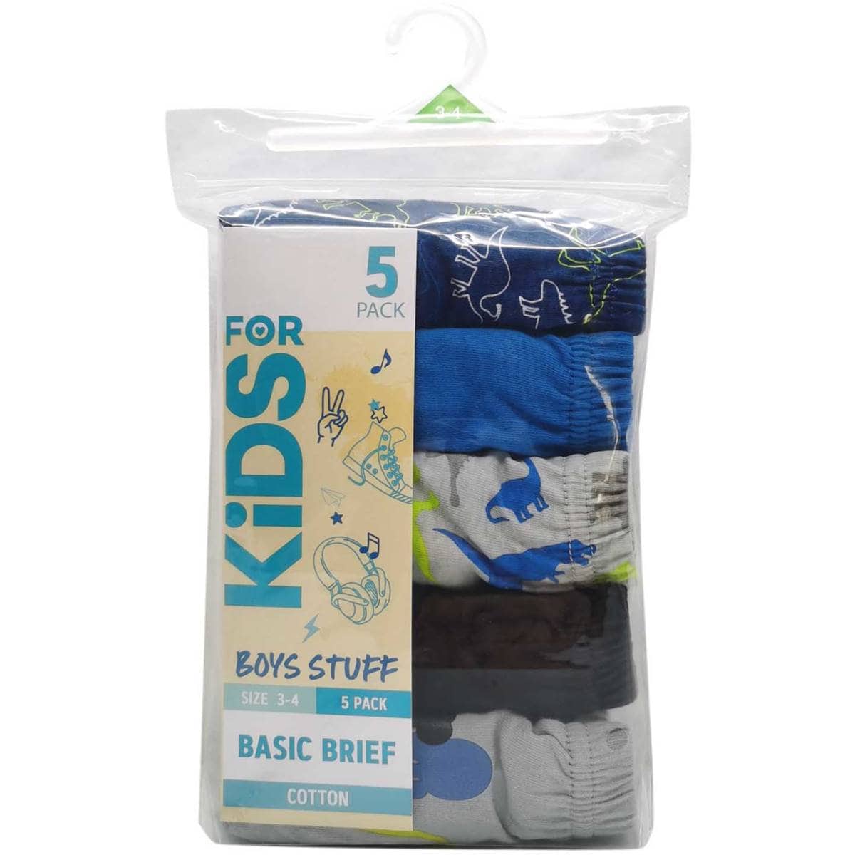 For Kids Boys Briefs Size 3-4 5 Pack | Woolworths