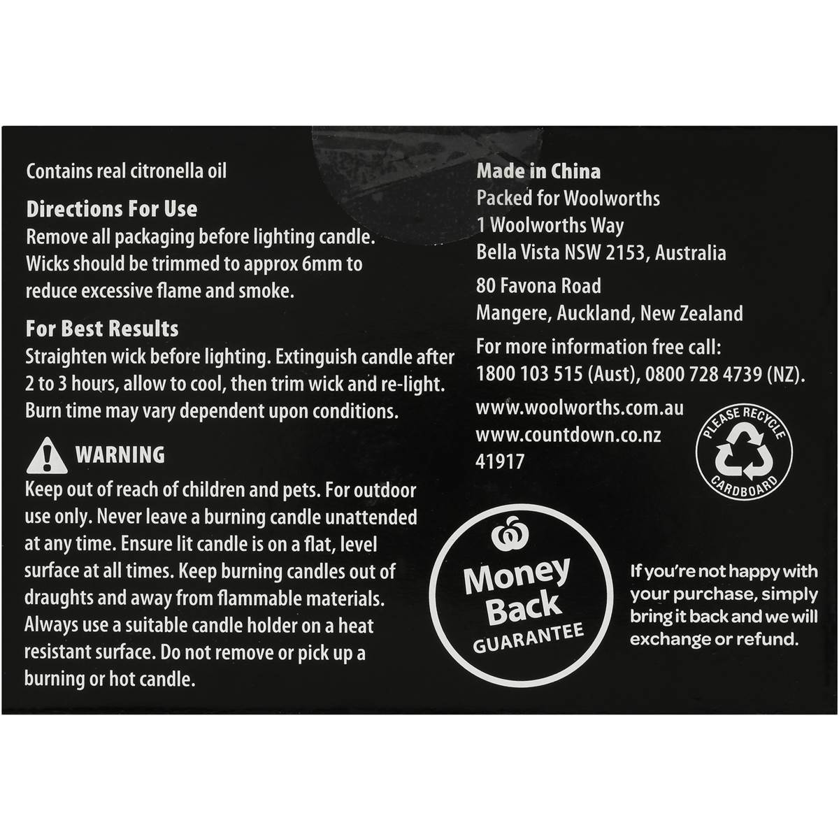 Woolworths Essential Insect Control Citronella Foil Candle 2pk | Woolworths