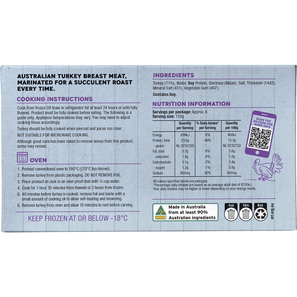 Ingham's Frozen Turkey Ready To Roast Traditional 1kg | Woolworths