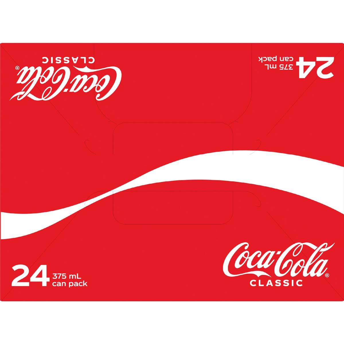 Coca - Cola Classic Soft Drink Multipack Cans 375ml X 24 Pack | Woolworths
