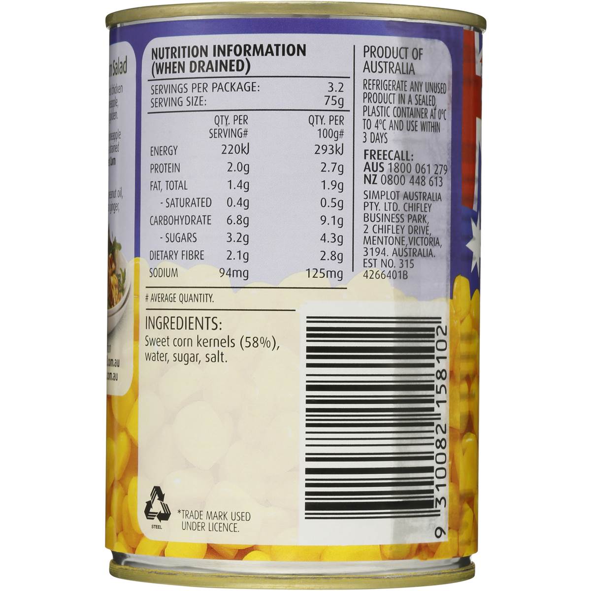 Edgell Super Sweet Corn Kernels Super Sweet 420g Woolworths